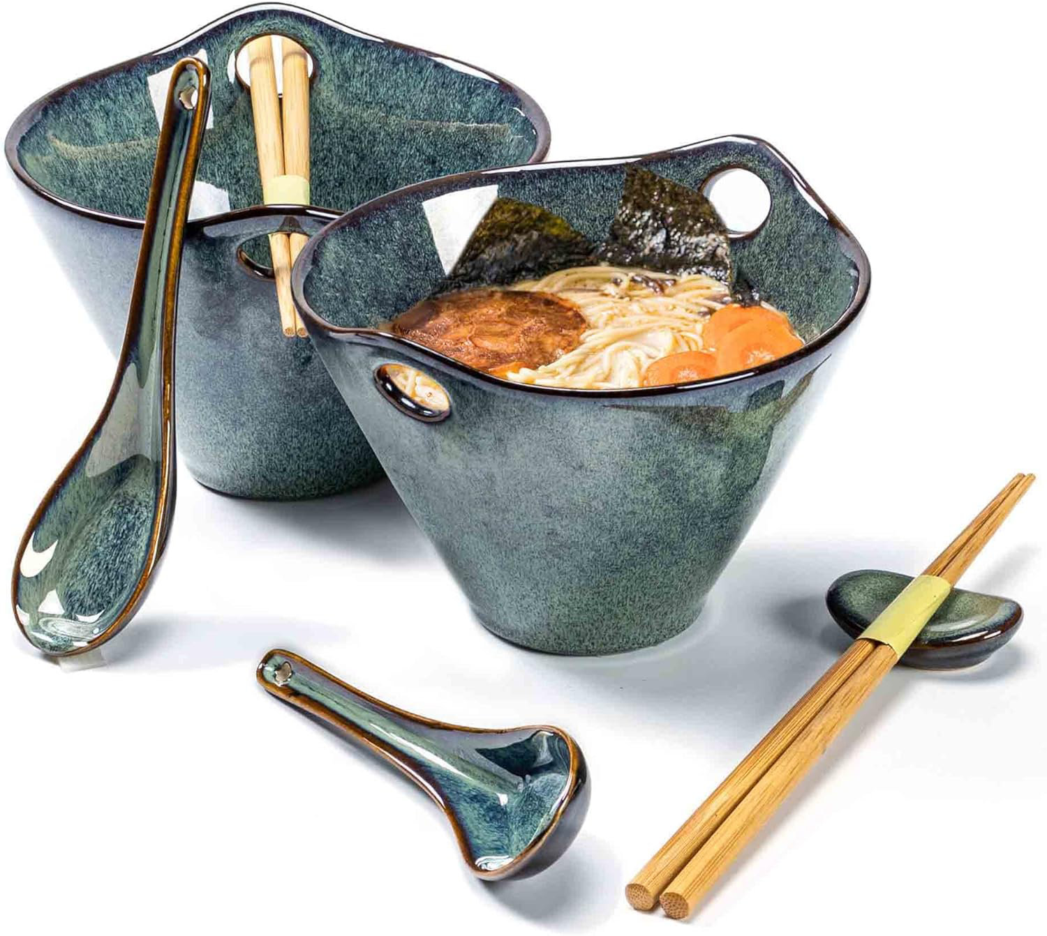Ivy Bronx 20 OZ Ramen Bowls Set, Ceramic Japanese Noodle Bowls Set Of 2 ...