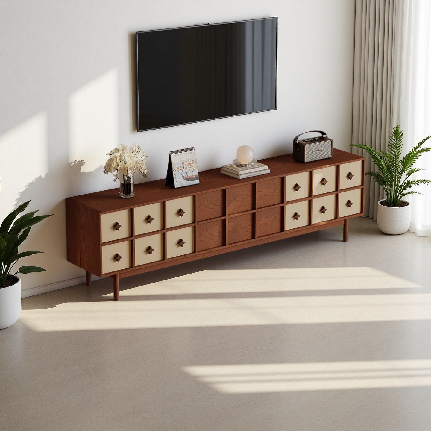 Latitude Run® Red oak two-tone TV Stand | Wayfair