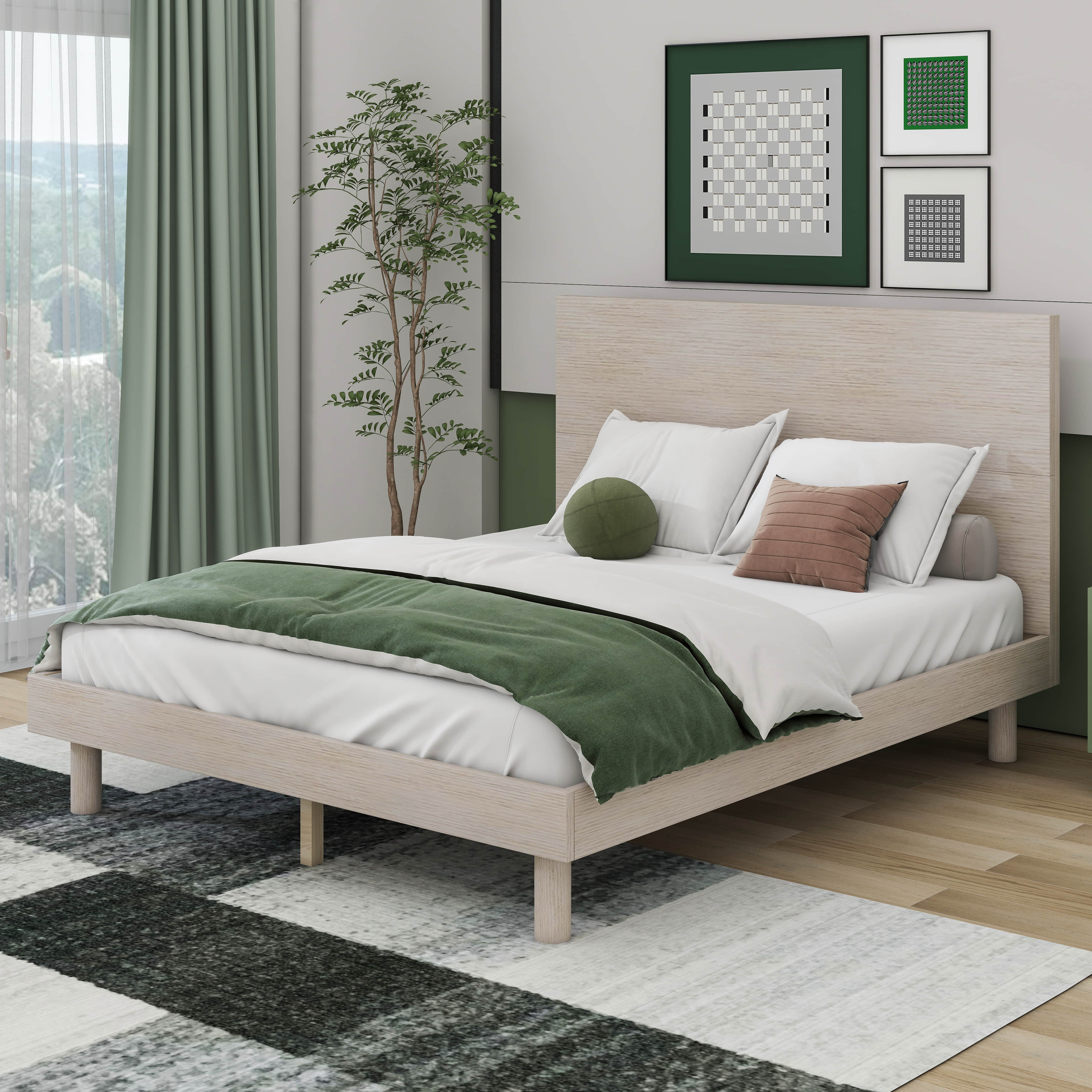 Latitude Run® Modern Concise Style Solid Wood Grain Platform Bed Frame ...