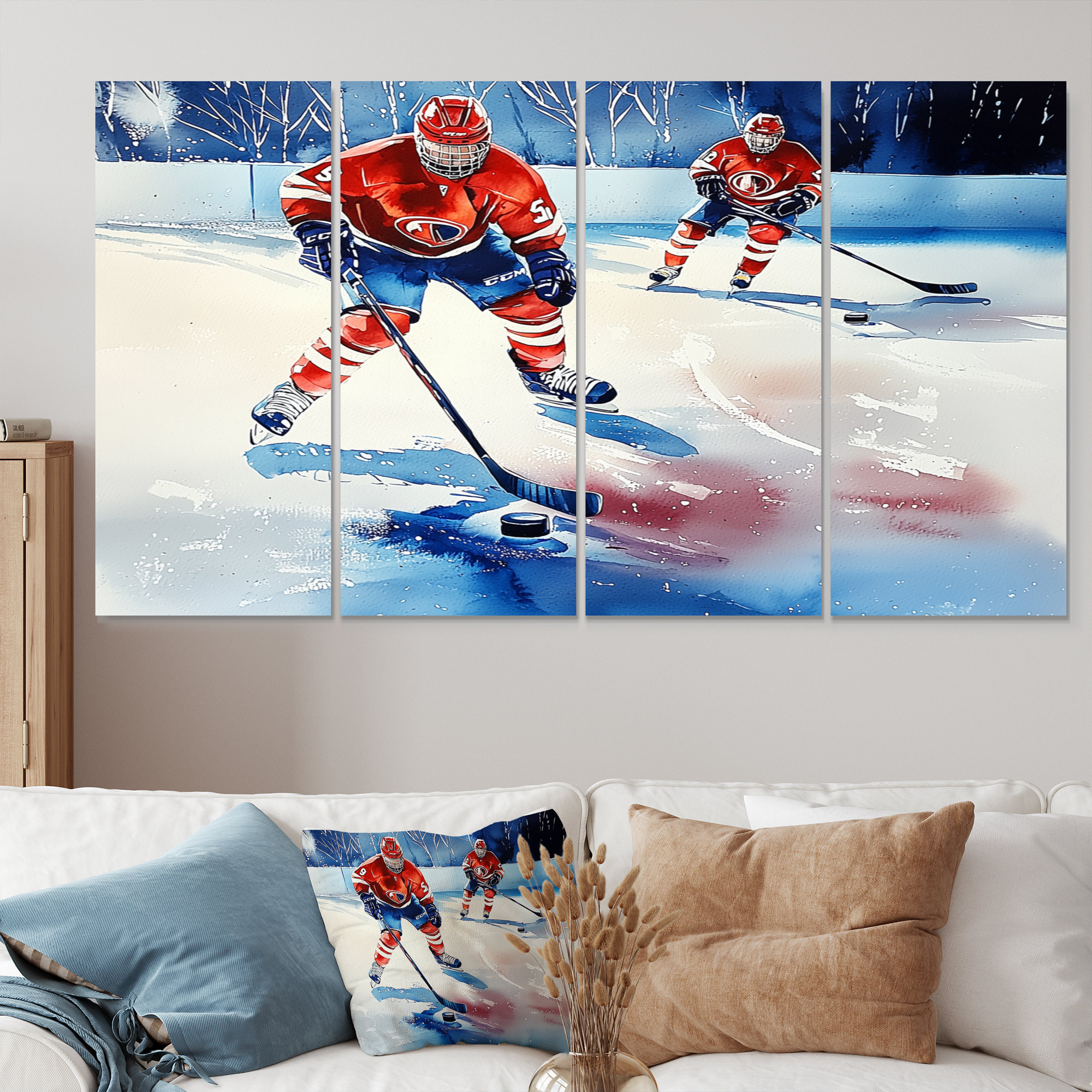 Lark Manor™ Red Hockey Players In Canada - Sport Hockey Wall Art Set ...