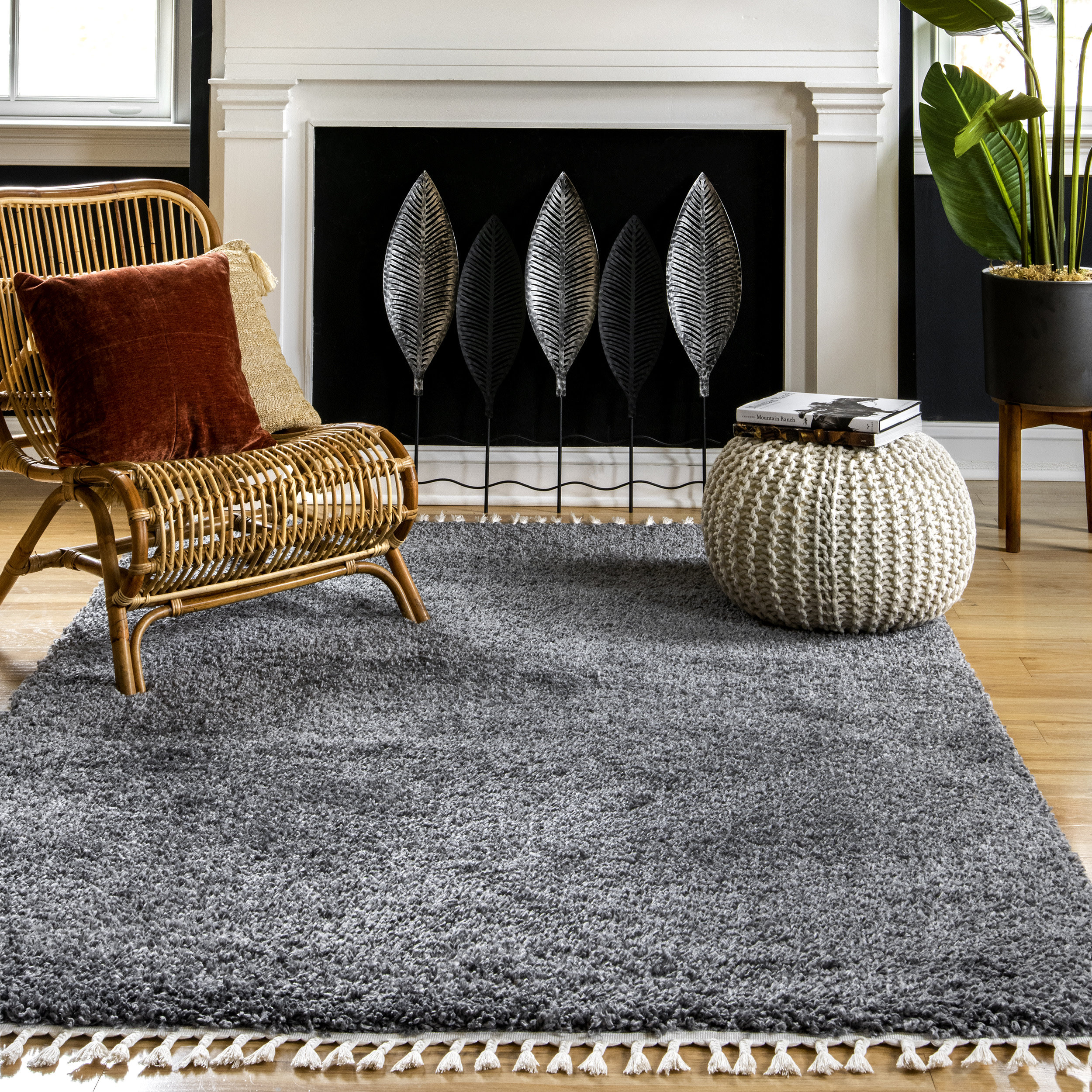 Ebern Designs Apsara Dark Gray Area Rug & Reviews | Wayfair
