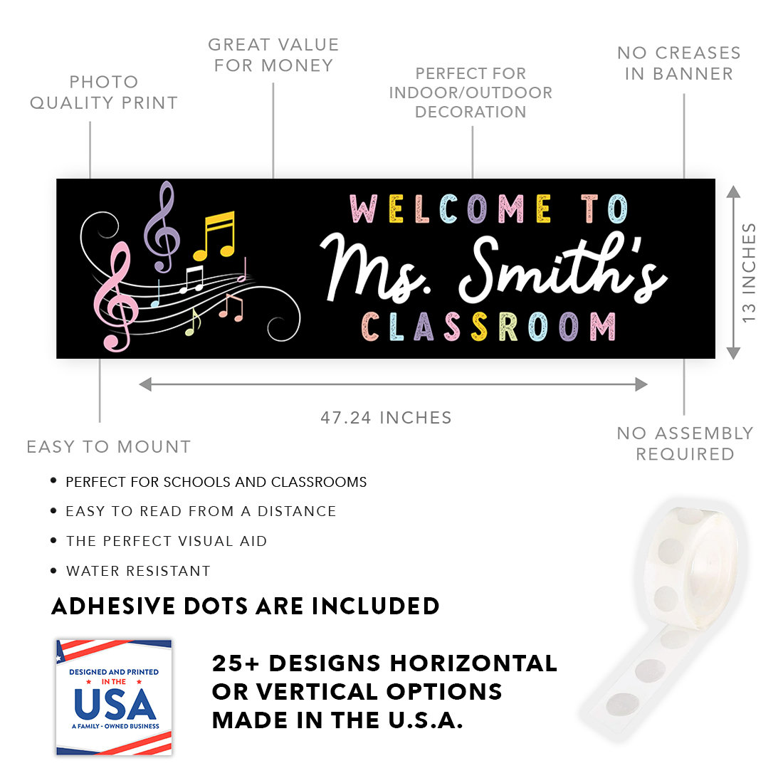 Koyal Wholesale Custom Classroom Door Decor 13"X48" Welcome Sign, Music ...