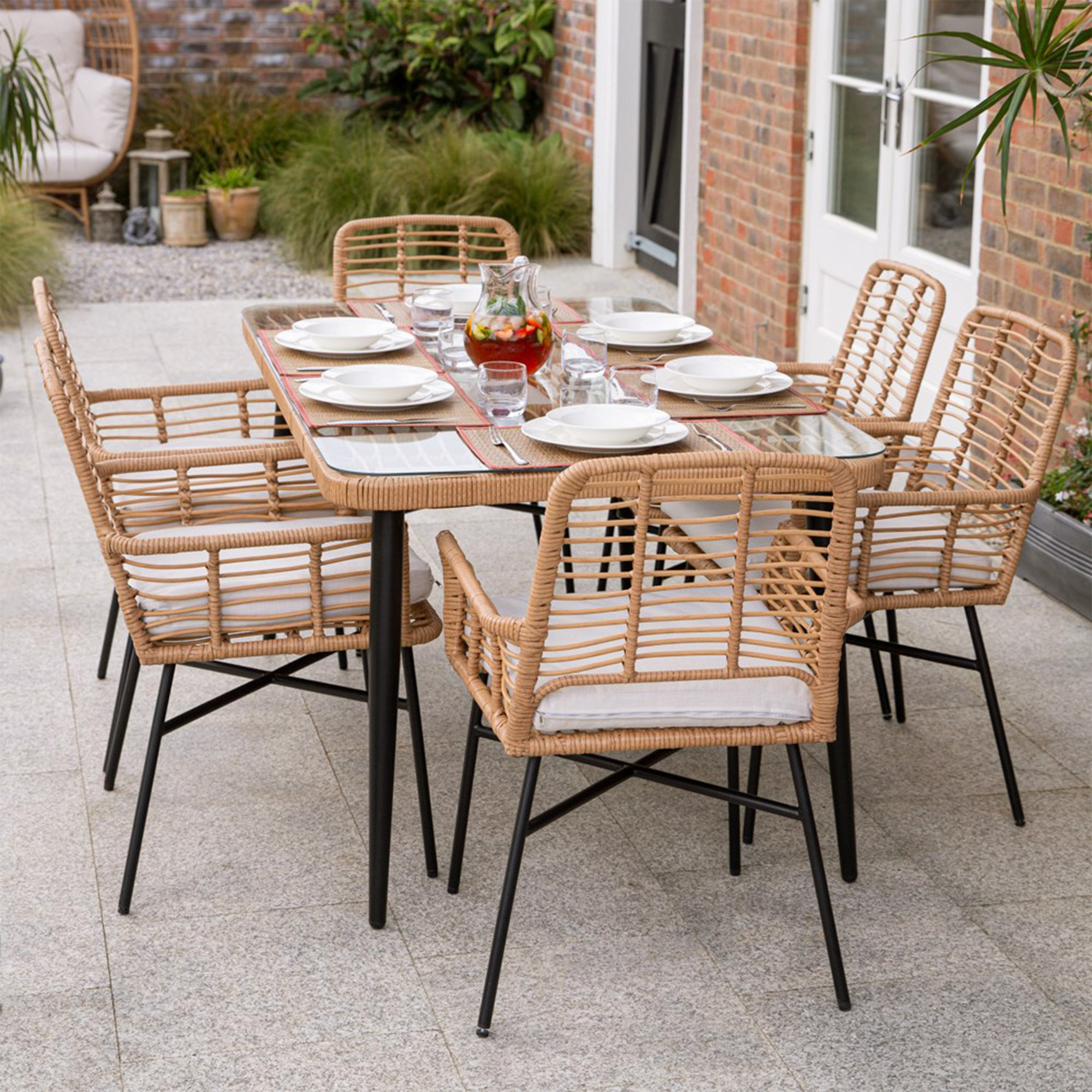 Corrigan Studio® Kuwan 6-Person Rectangular Outdoor Dining Set with ...