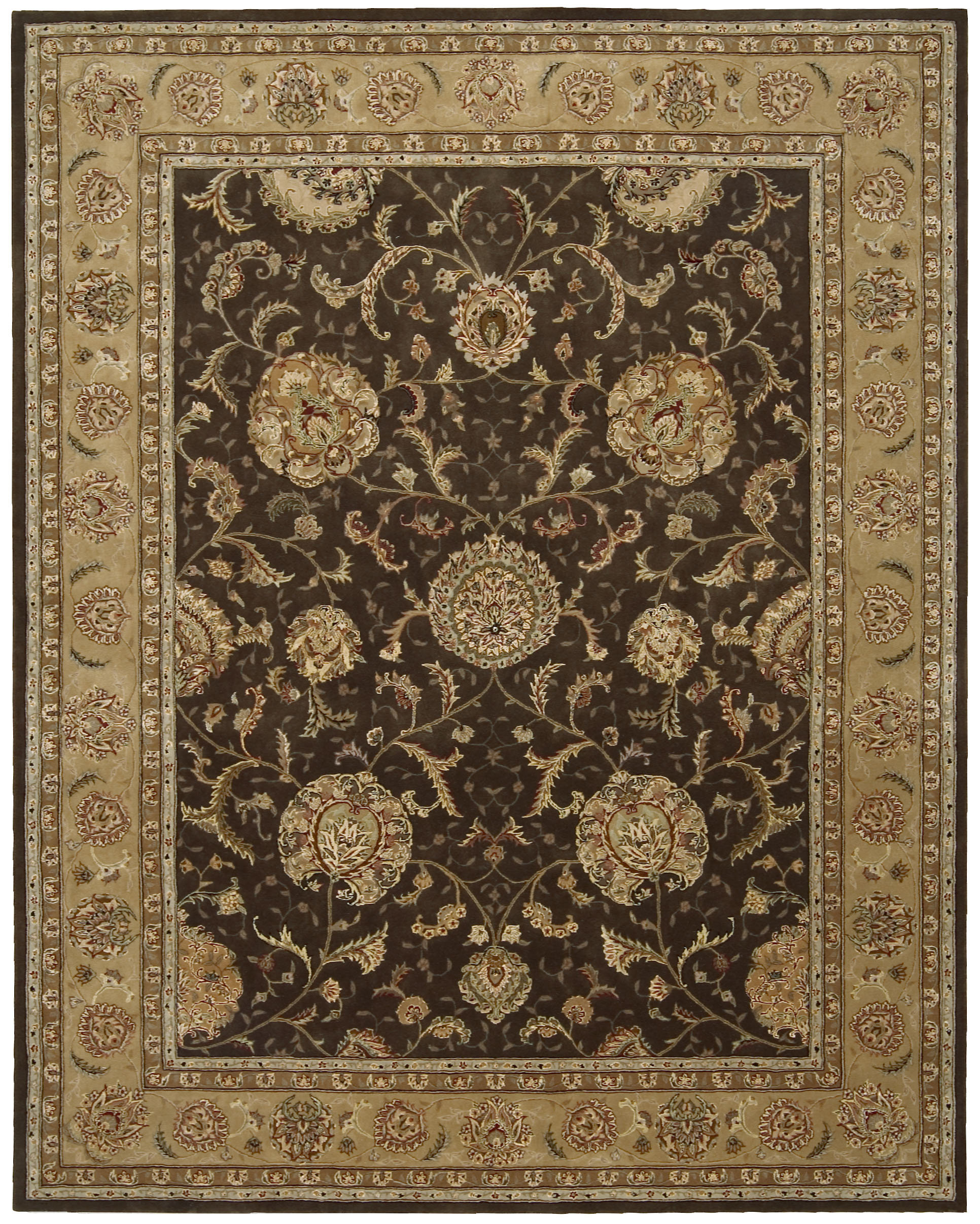 Nourison Rectangle Oriental Handmade Wool Area Rug in Black/Brown | Wayfair
