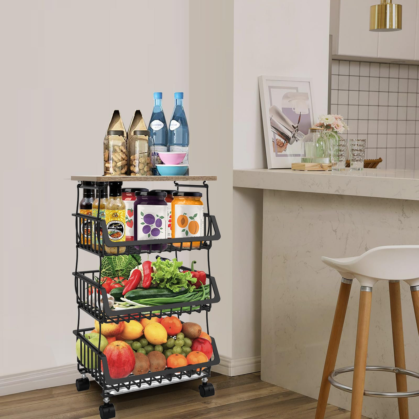 17 Stories Fruit Basket For Kitchen 4 Tier Stackable Fruit Vegetable ...