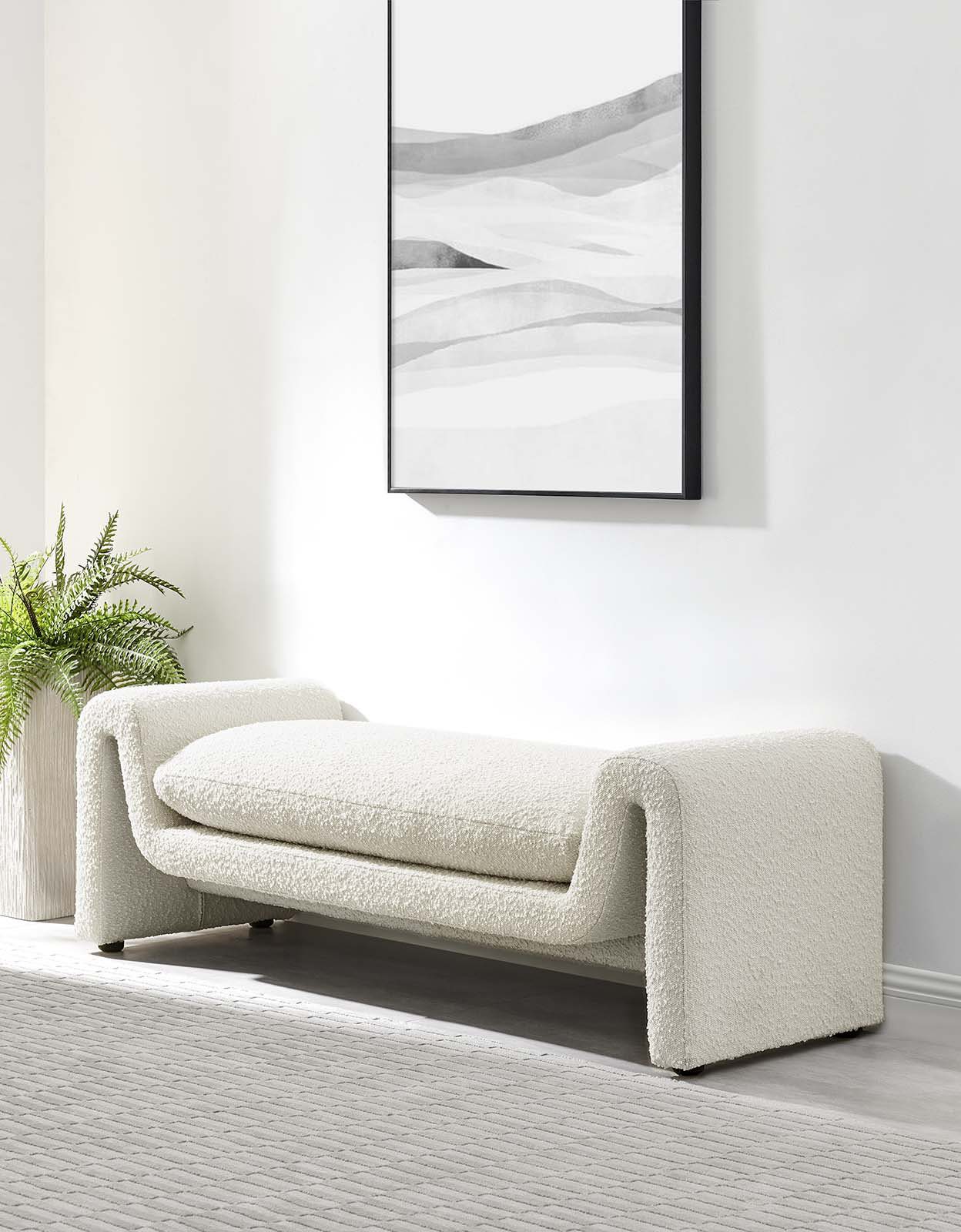 Modway Waverly Boucle Fabric Bench In Ivory & Reviews - Wayfair Canada