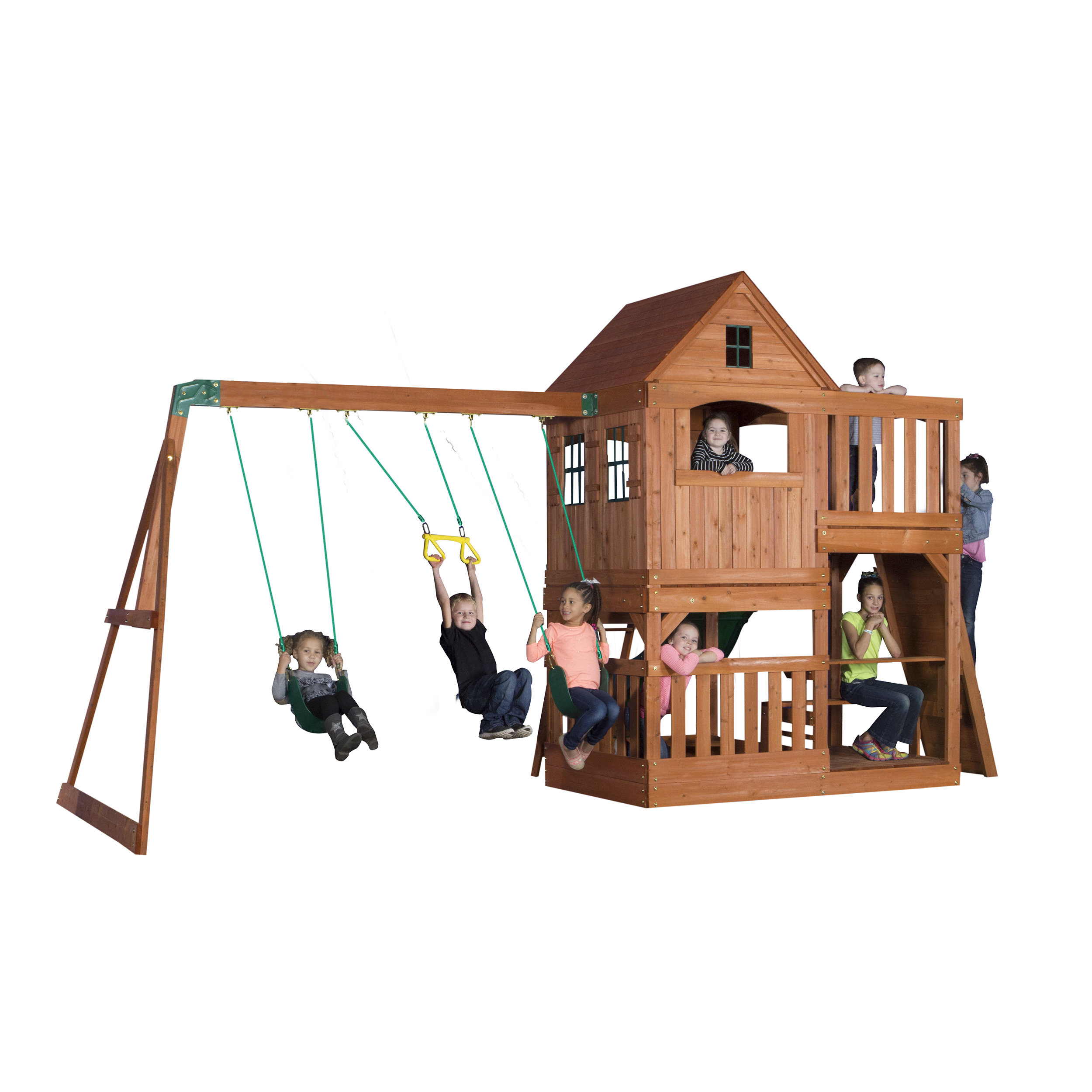 Backyard Discovery Hillcrest All Cedar Wooden Swing Set & Reviews | Wayfair
