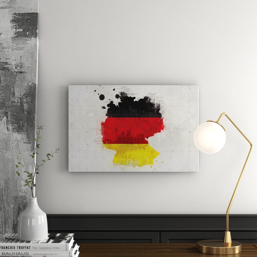 East Urban Home Map of Germany - Wrapped Canvas Print | Wayfair