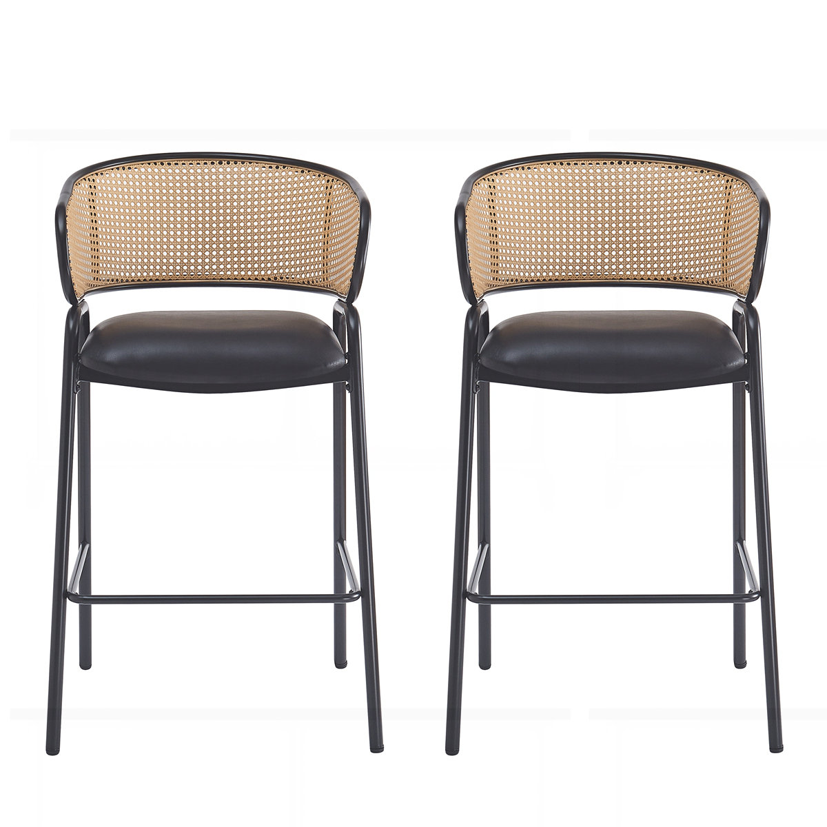 Corrigan Studio Ethan Indoor Metal Upholstered Barstool Set of 2 ...