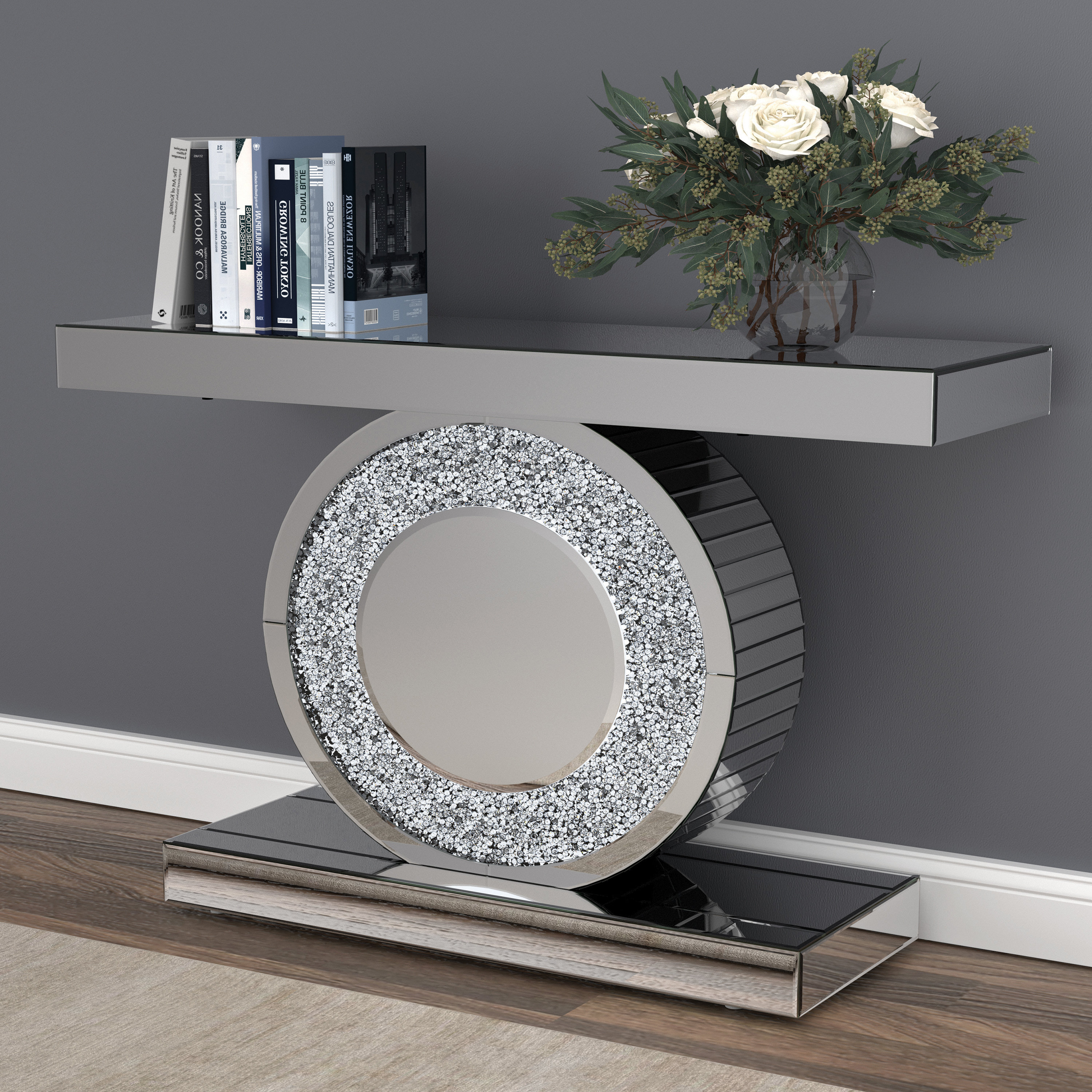 Everly Quinn Mascarenas 46.85'' W Console Table in Silver | Wayfair