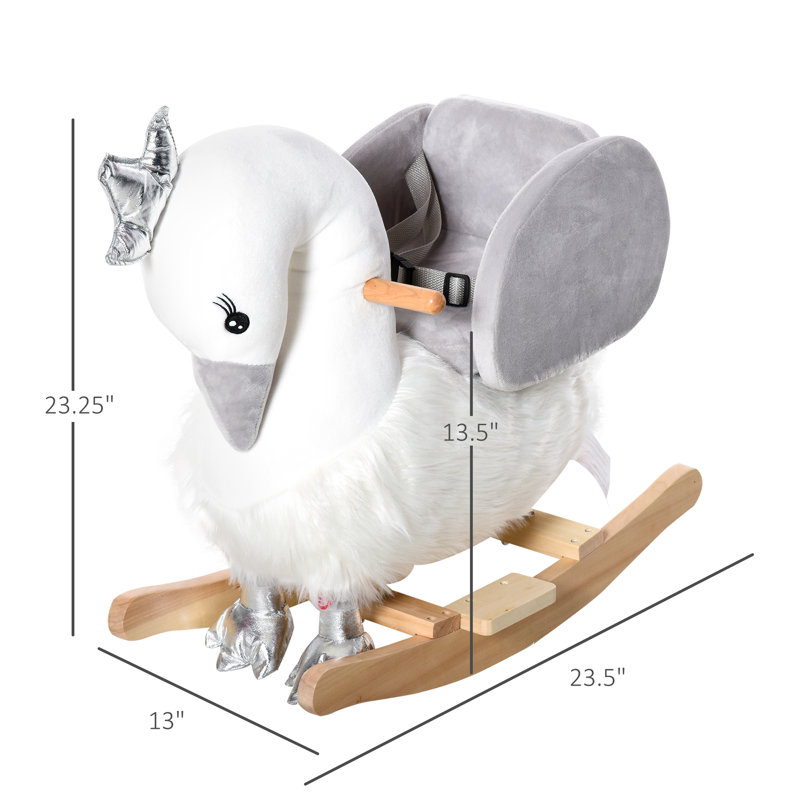Qaba Plush Ride on Swan with Sounds Rocking Horse & Reviews | Wayfair
