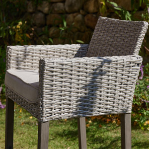 Arlmont & Co. Rokiya Wicker Bar Set with Stools | Wayfair