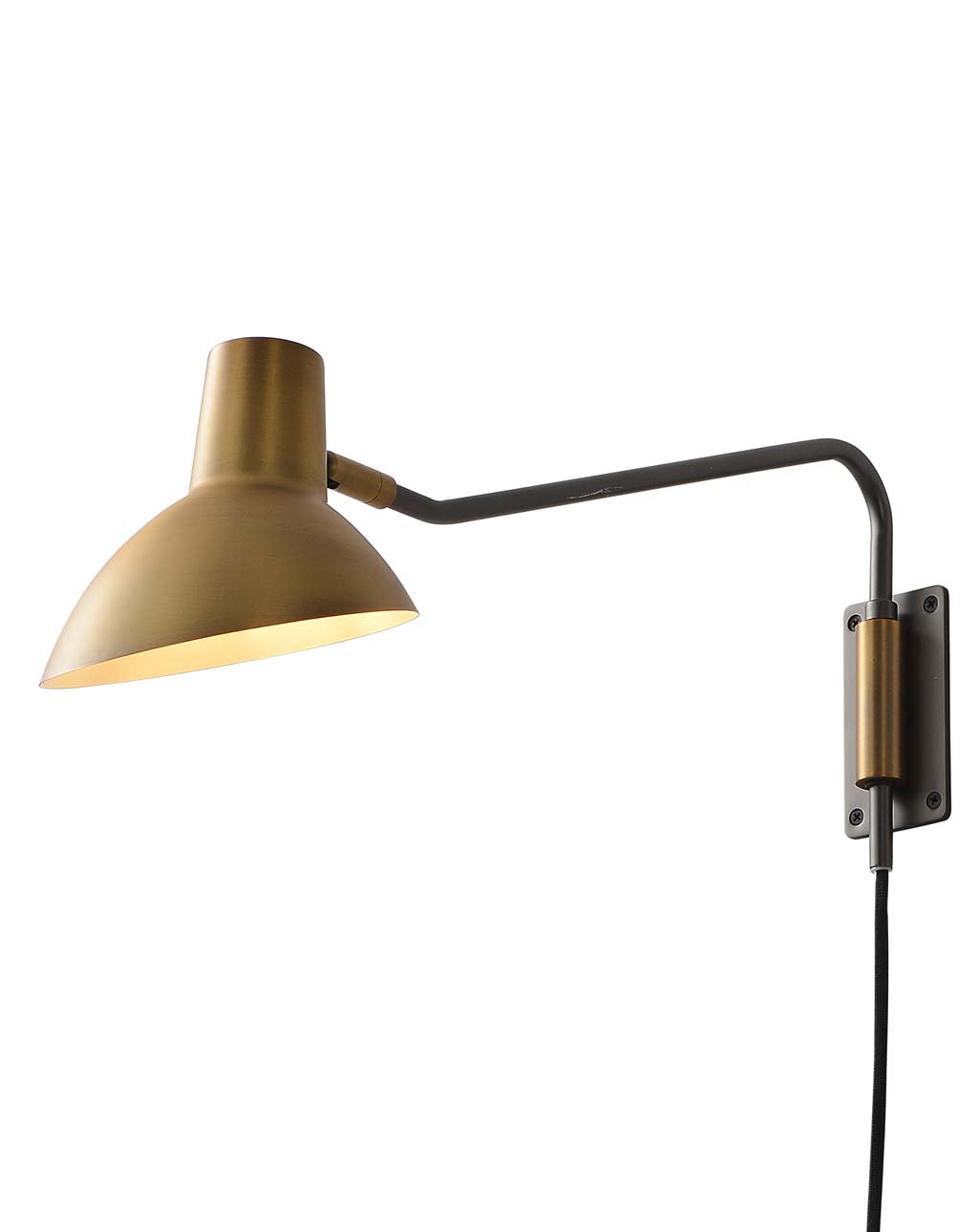 Nova of California Swing Wall Light - Brushed Brass, Plug-in, Dimmer ...