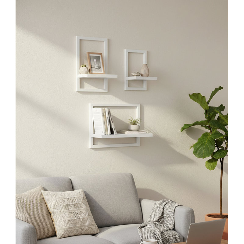 Ophelia & Co. Modern Floating Wall Shelves Set Of 3 For Storage ...