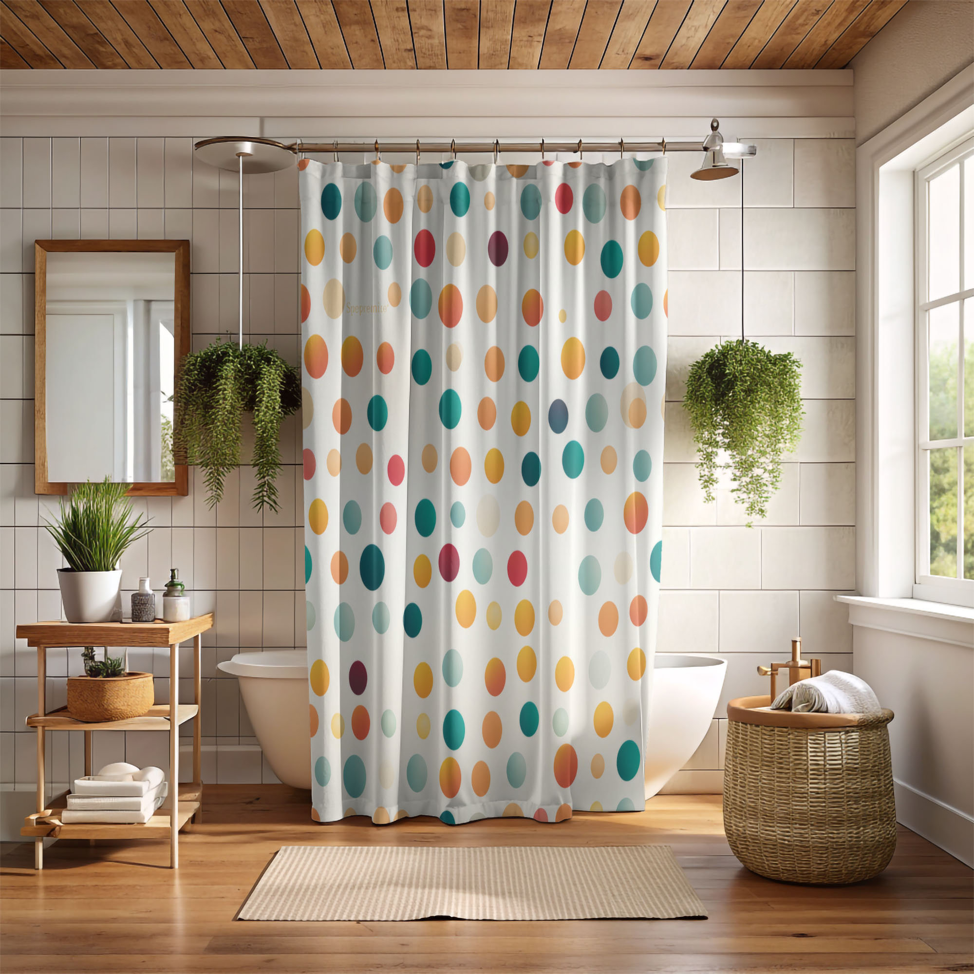 East Urban Home Dotted Motif - Premium Shower Curtain | Wayfair