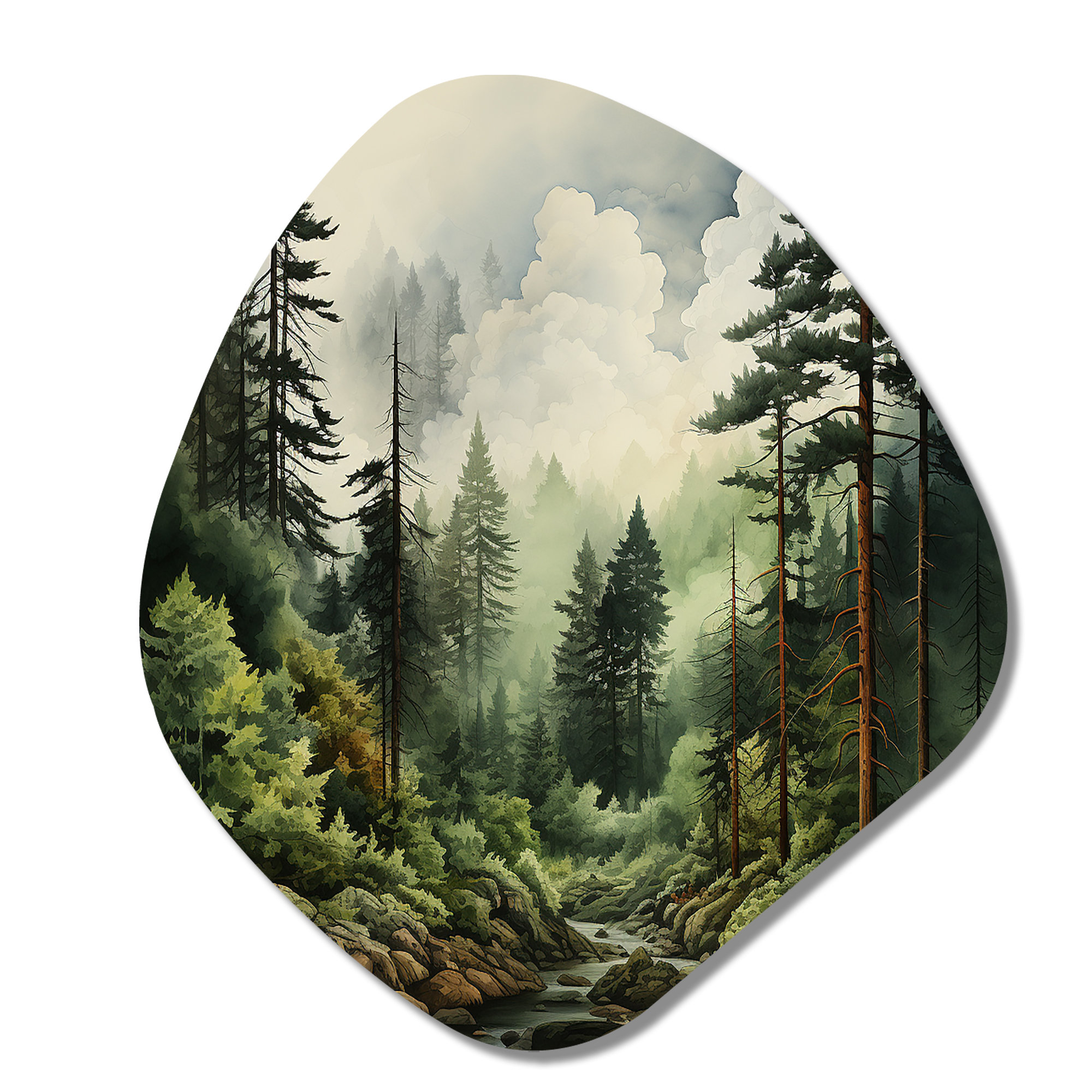 Design Art Pine Tree Forest - Tree Pine Nebula Shape Irregular Metal ...