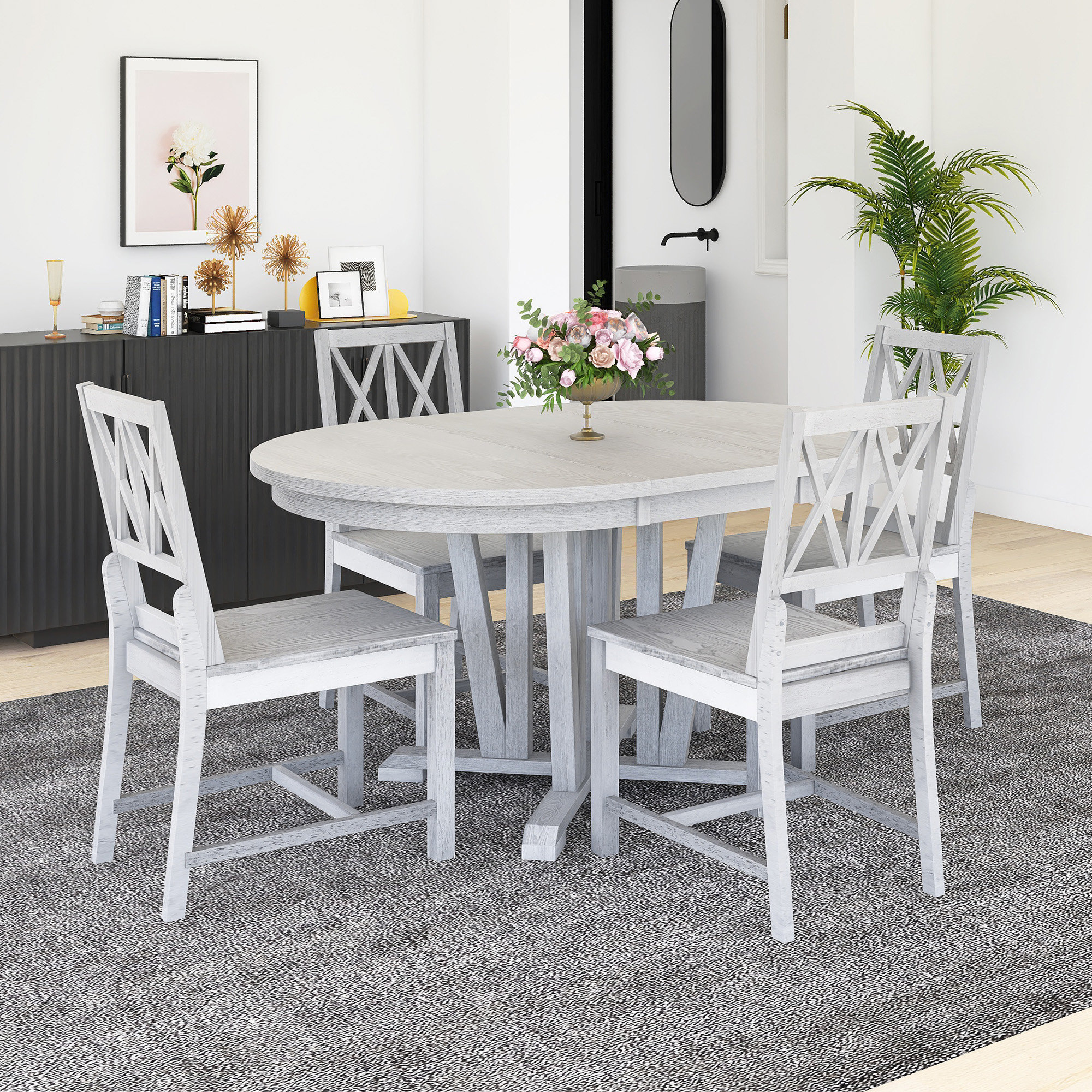 August Grove® 5-Piece Extendable Dining Table Set | Wayfair