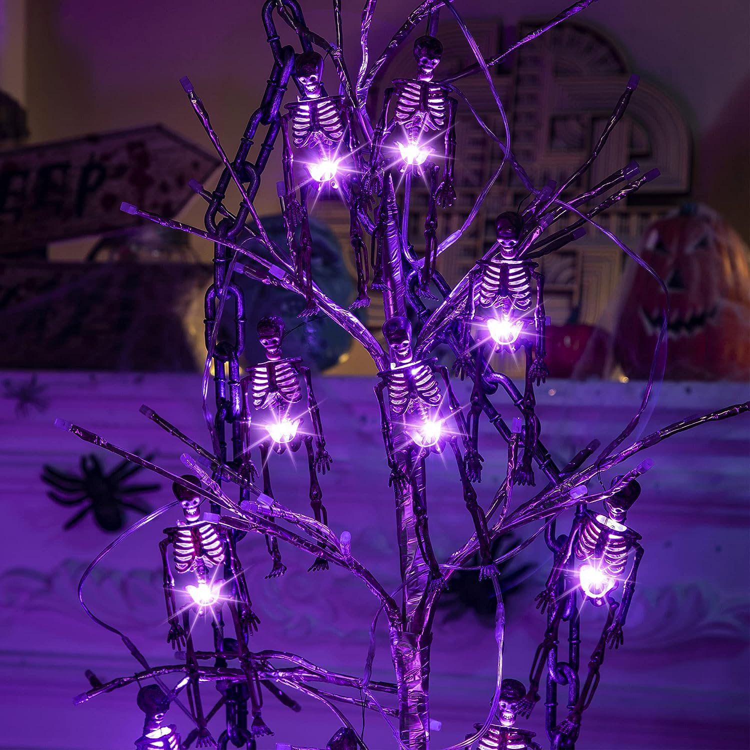 The Holiday Aisle® Halloween Decoration Lights, Skeleton Skull Spooky ...