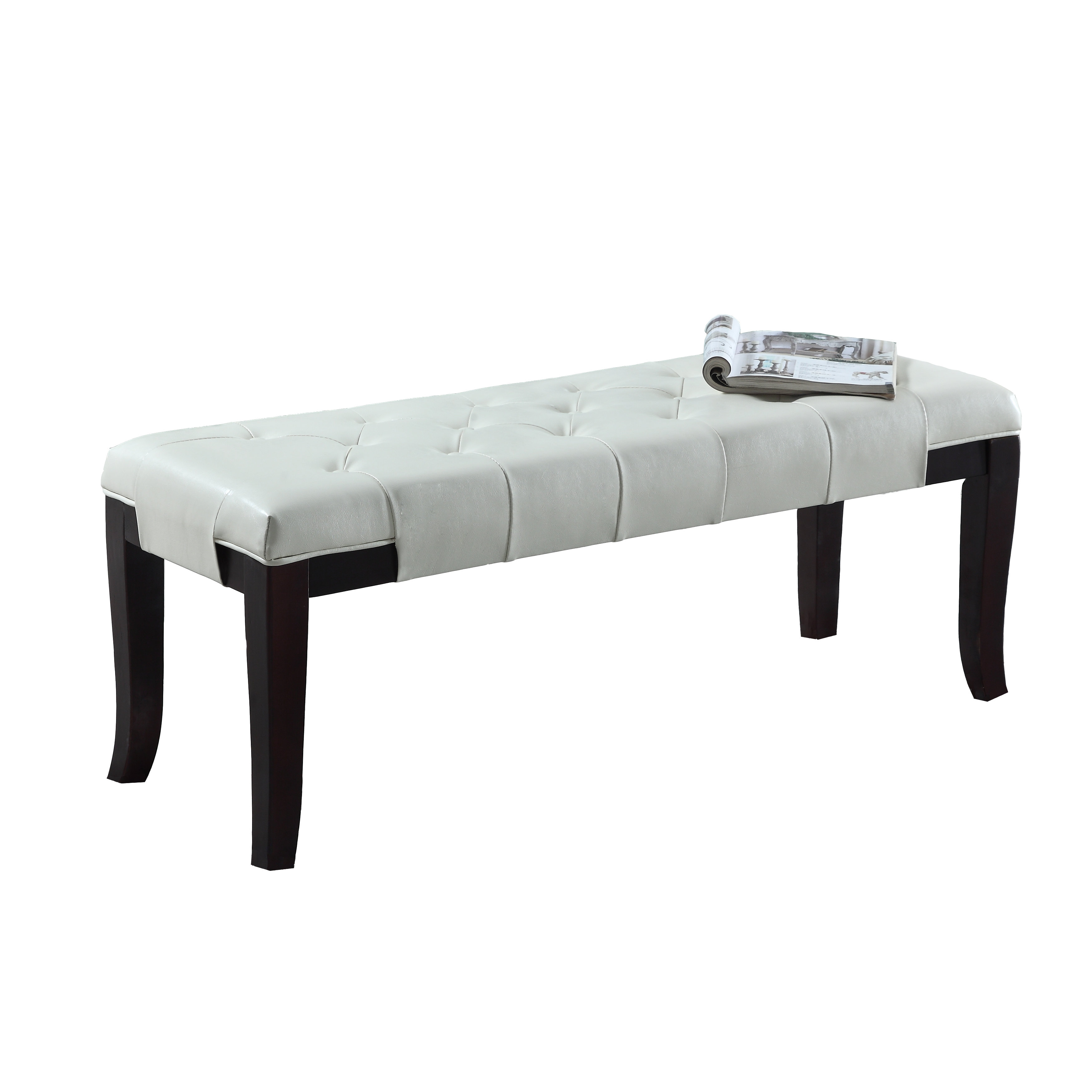 Lark Manor Elegant Hand-Tufted Ottoman Bench with Tapered Hardwood Legs ...