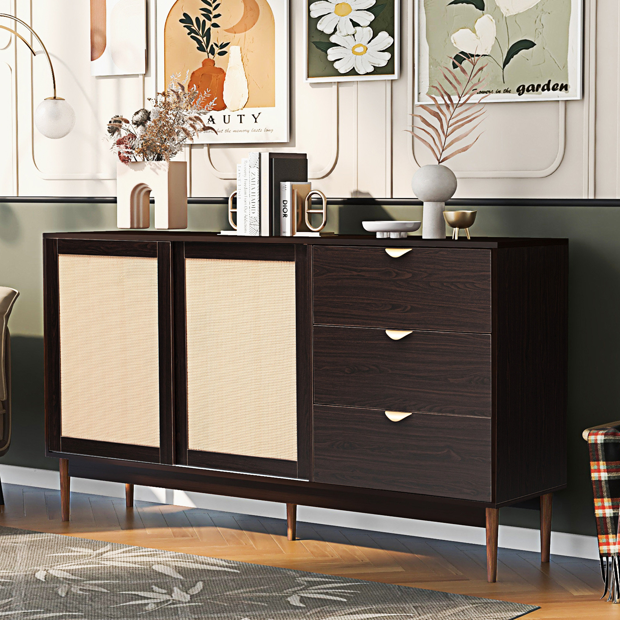 Corrigan Studio® Featured Two-Door Storage Cabinet With Three Drawers ...