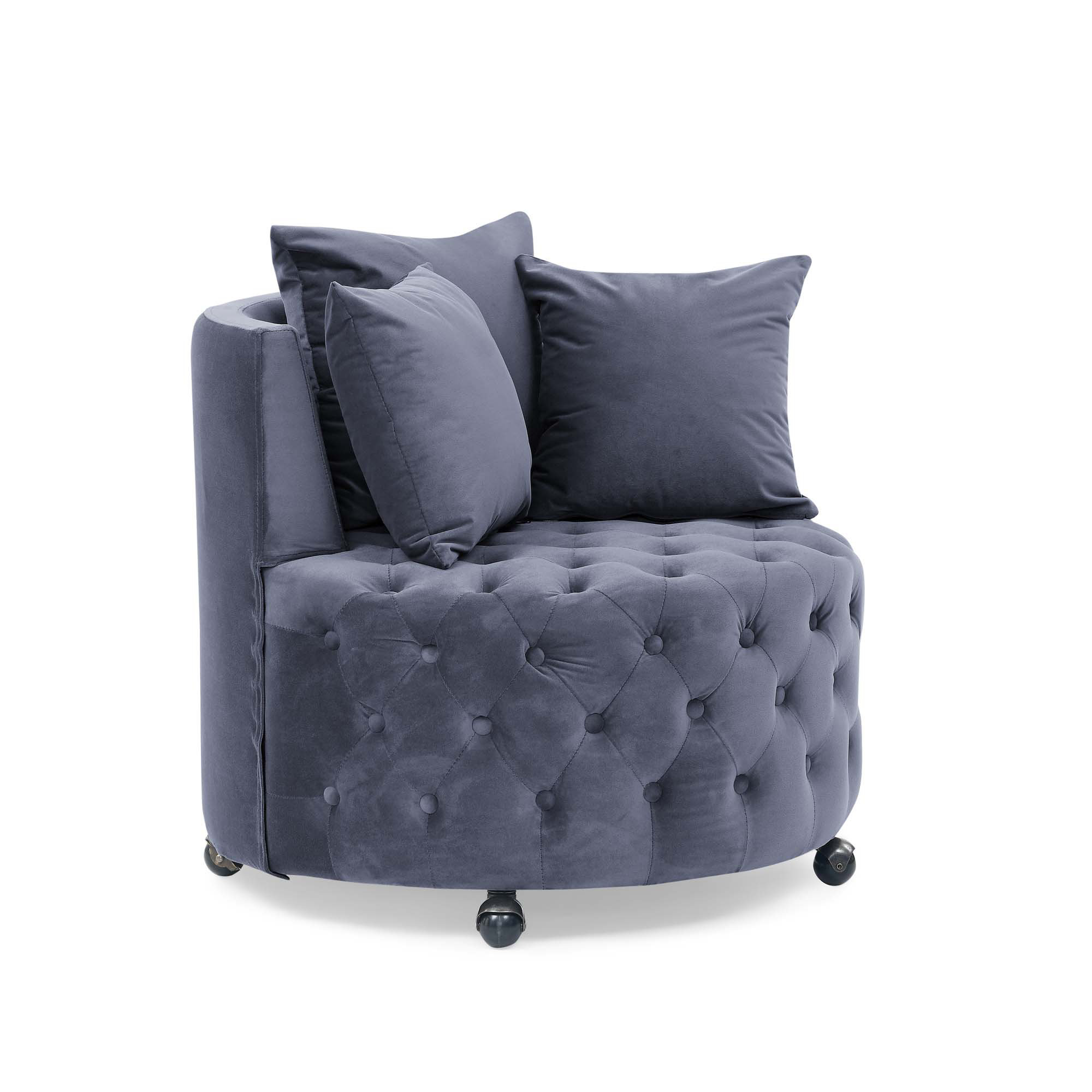 Mercer41 Velvet Upholstered Swivel Chair for Living Room,with Button ...