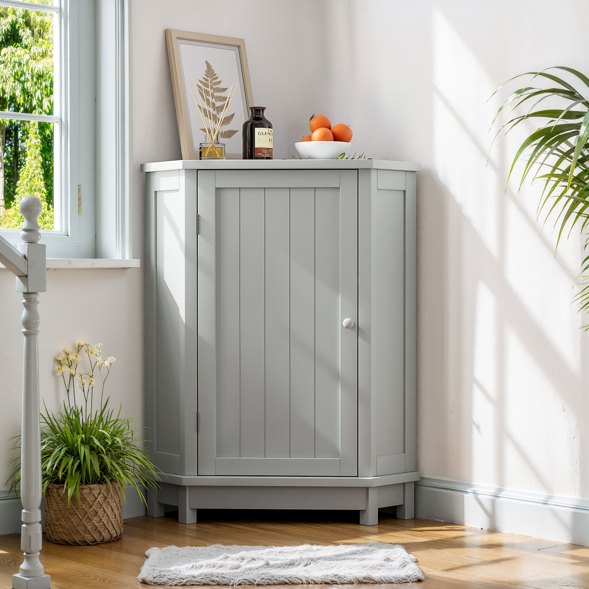 Lark Manor™ Triangle Corner Storage Cabinet With Adjustable Shelf | Wayfair