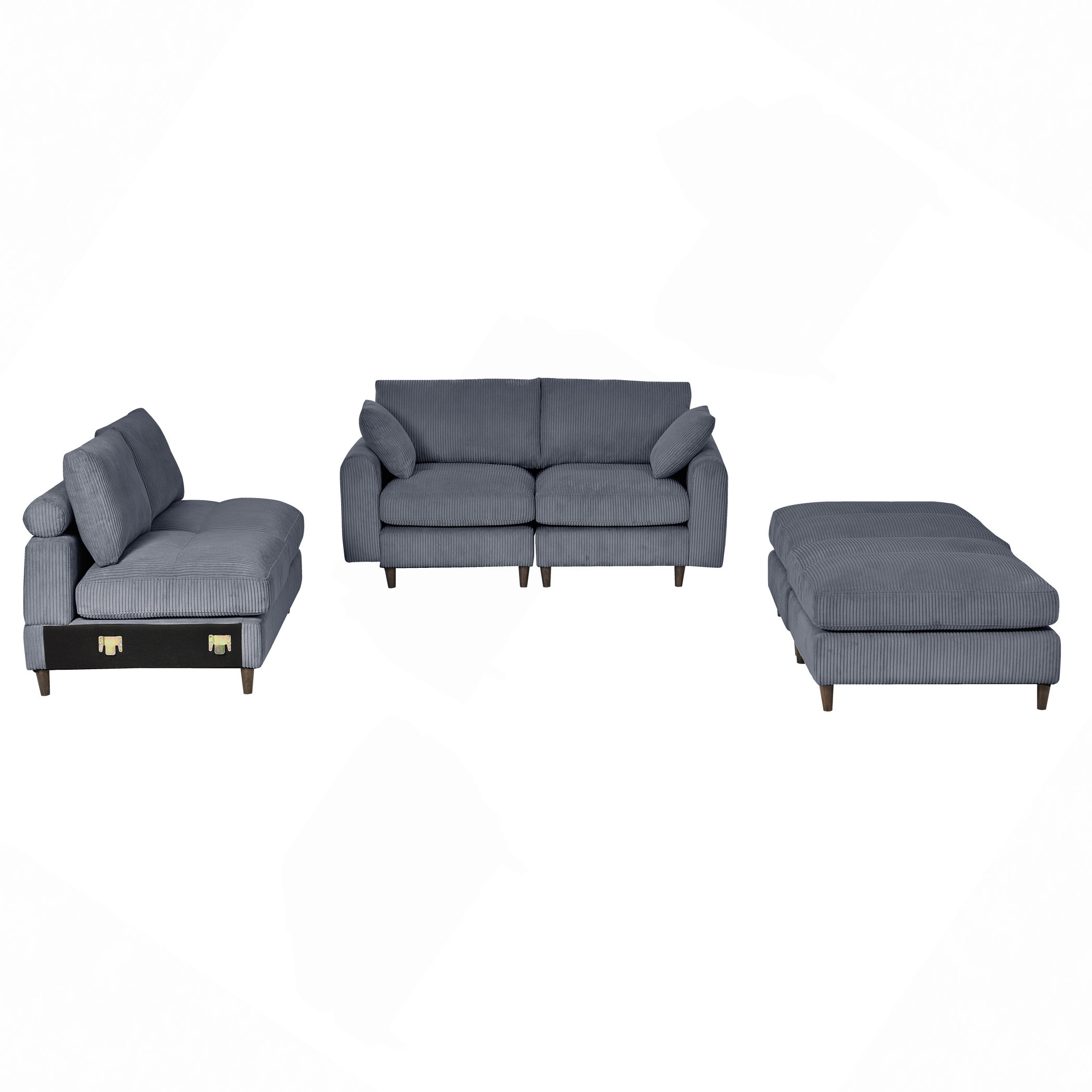 George Oliver Sectional Sofa, Modern Corduroy Modular Section Sofa, U ...
