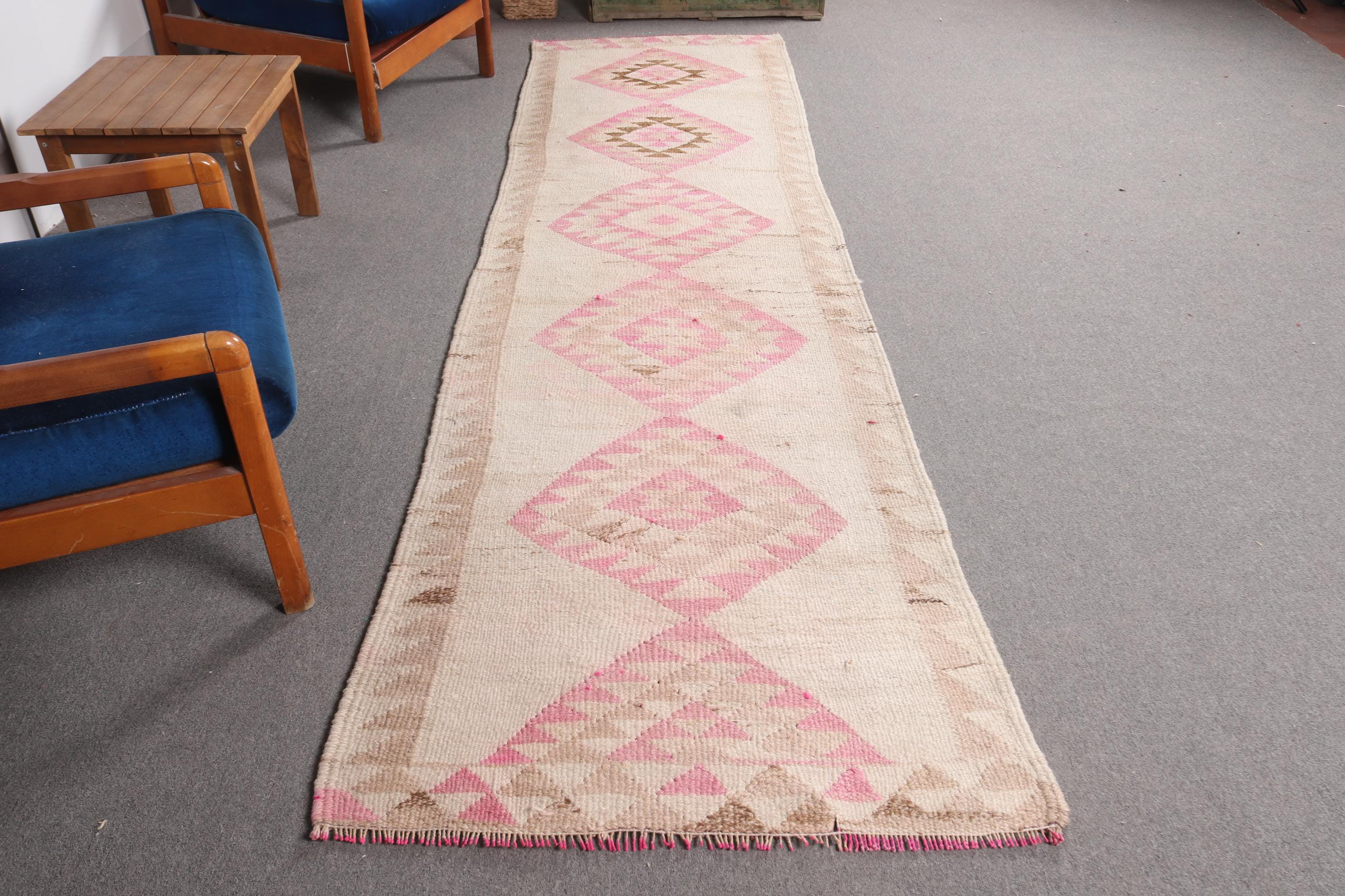 Dakota Fields Vintage Beige Turkish Kilim Runner Rug - Handwoven Wool ...
