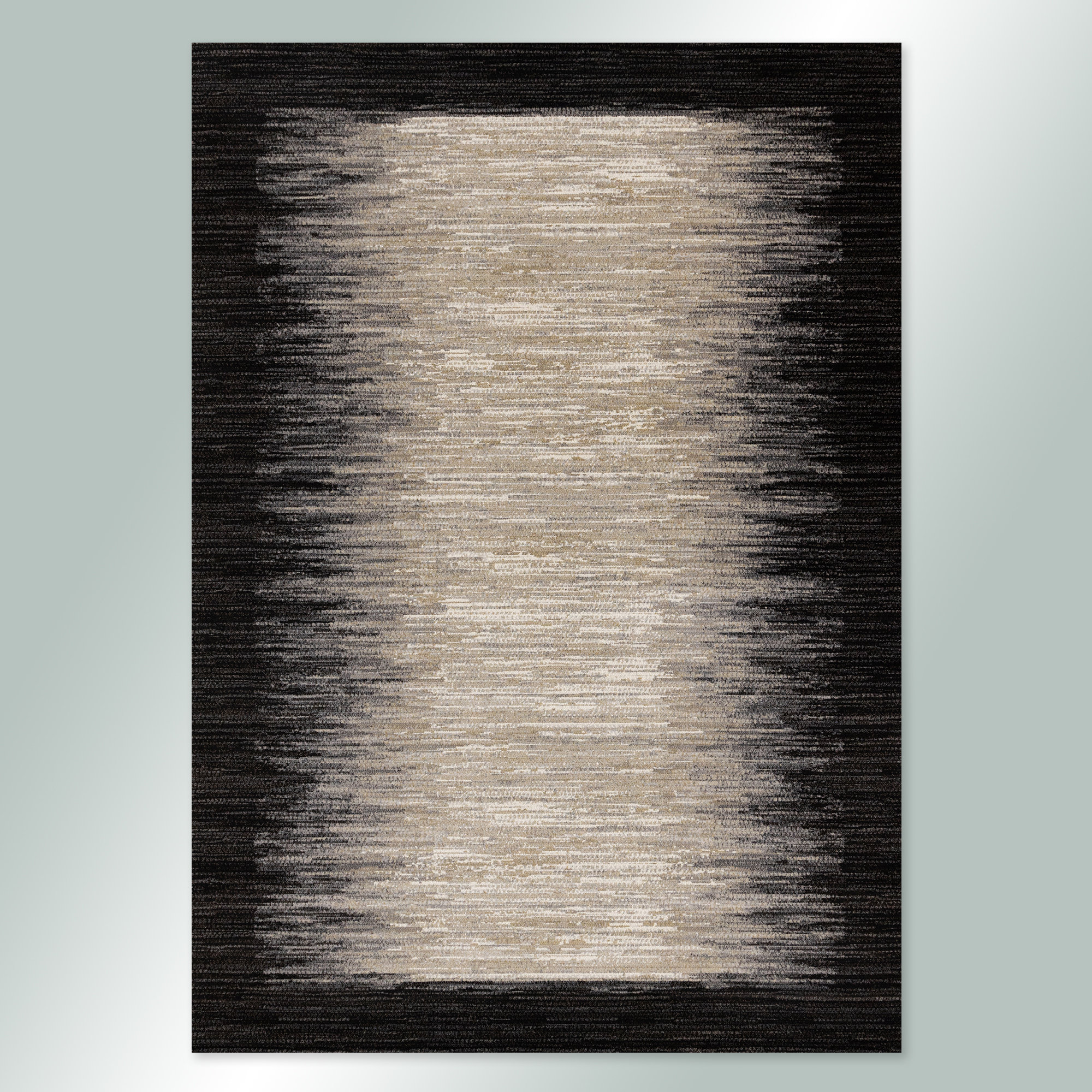 17 Stories Isser Modern Beige Black Distressed Border Plush Indoor Area ...