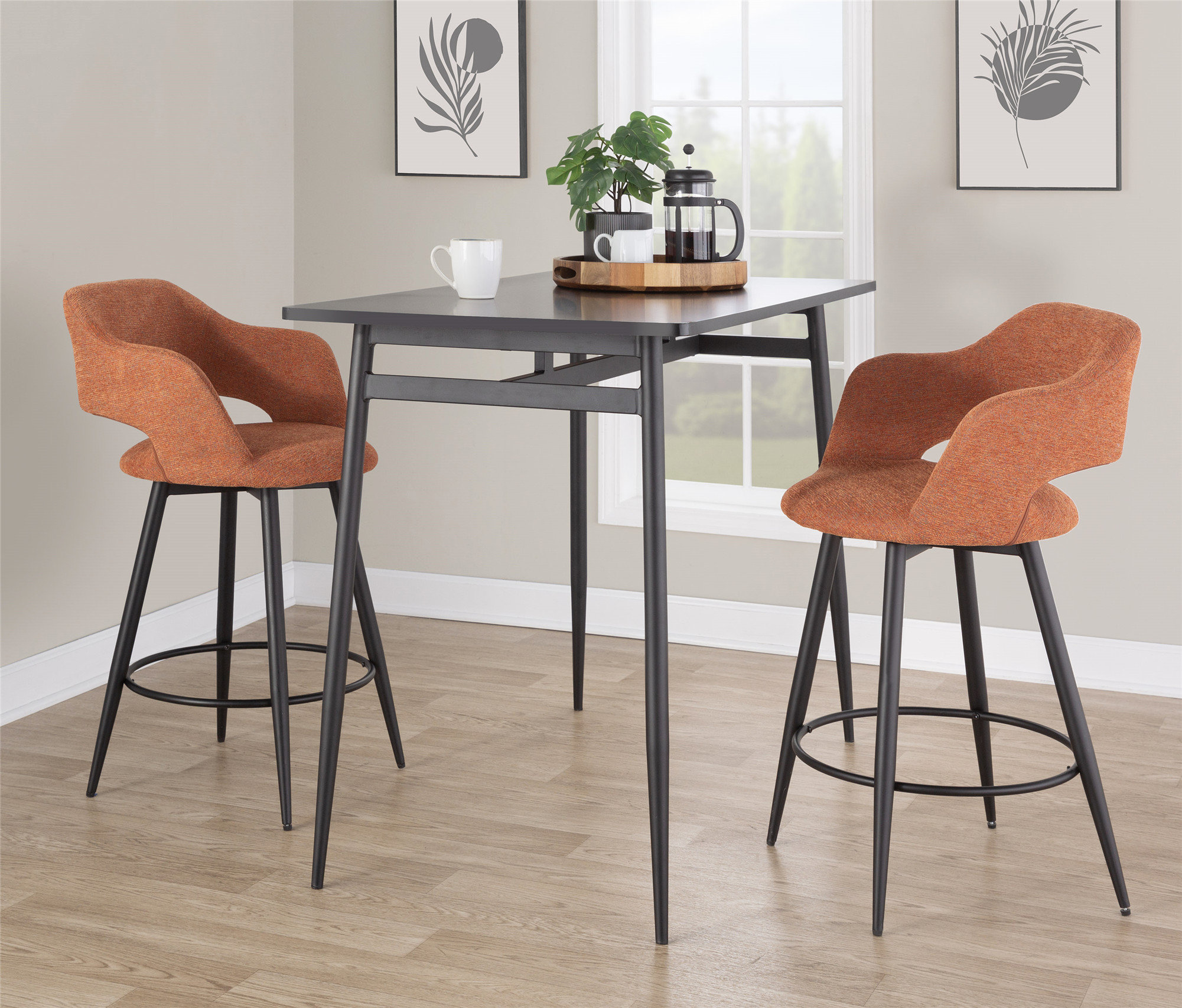 GOODSILO Fixed-Height Counter Stool with Swivel in Matte Metal and ...