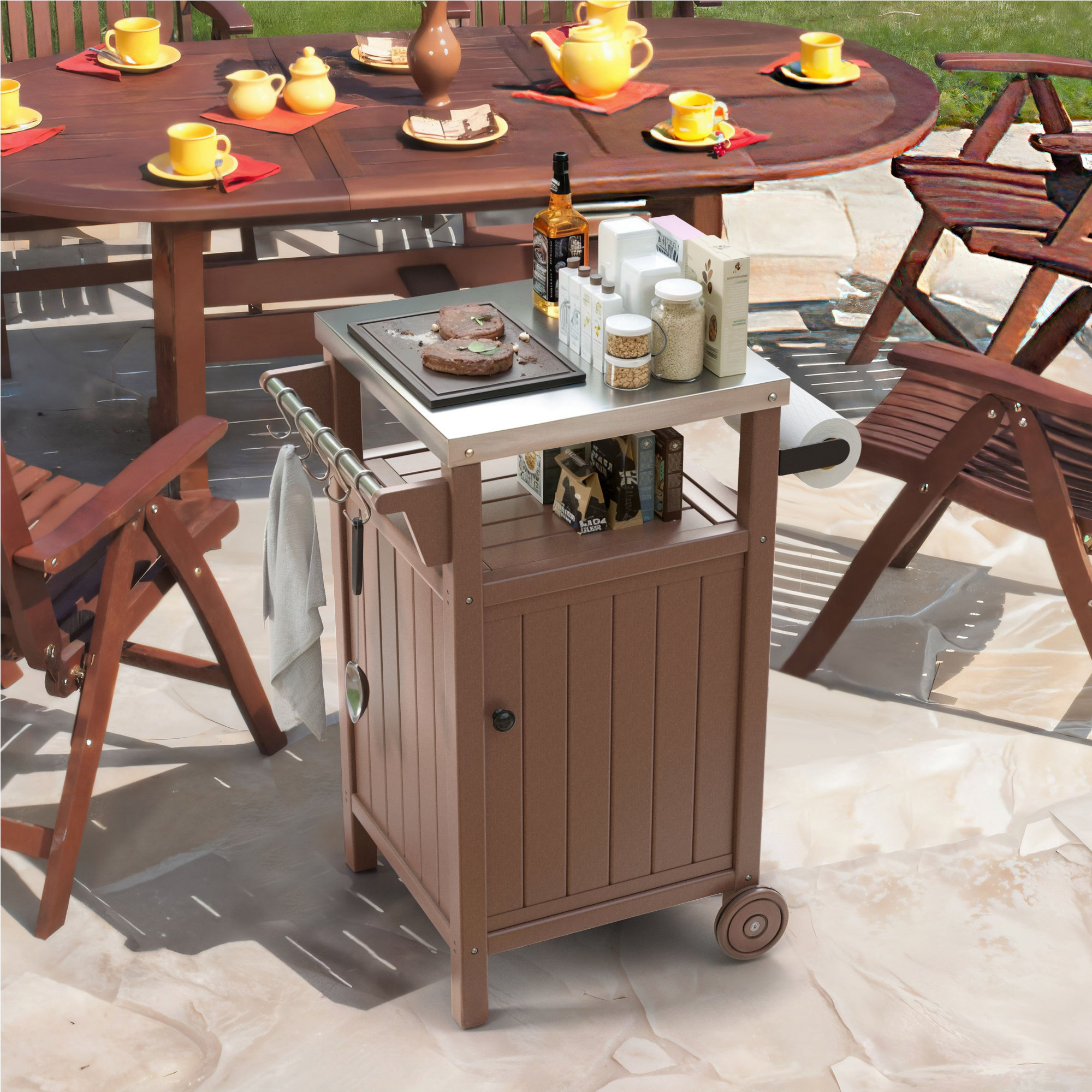 Winston Porter Moisa Outdoor Grilling Table with Storage, Stainless ...