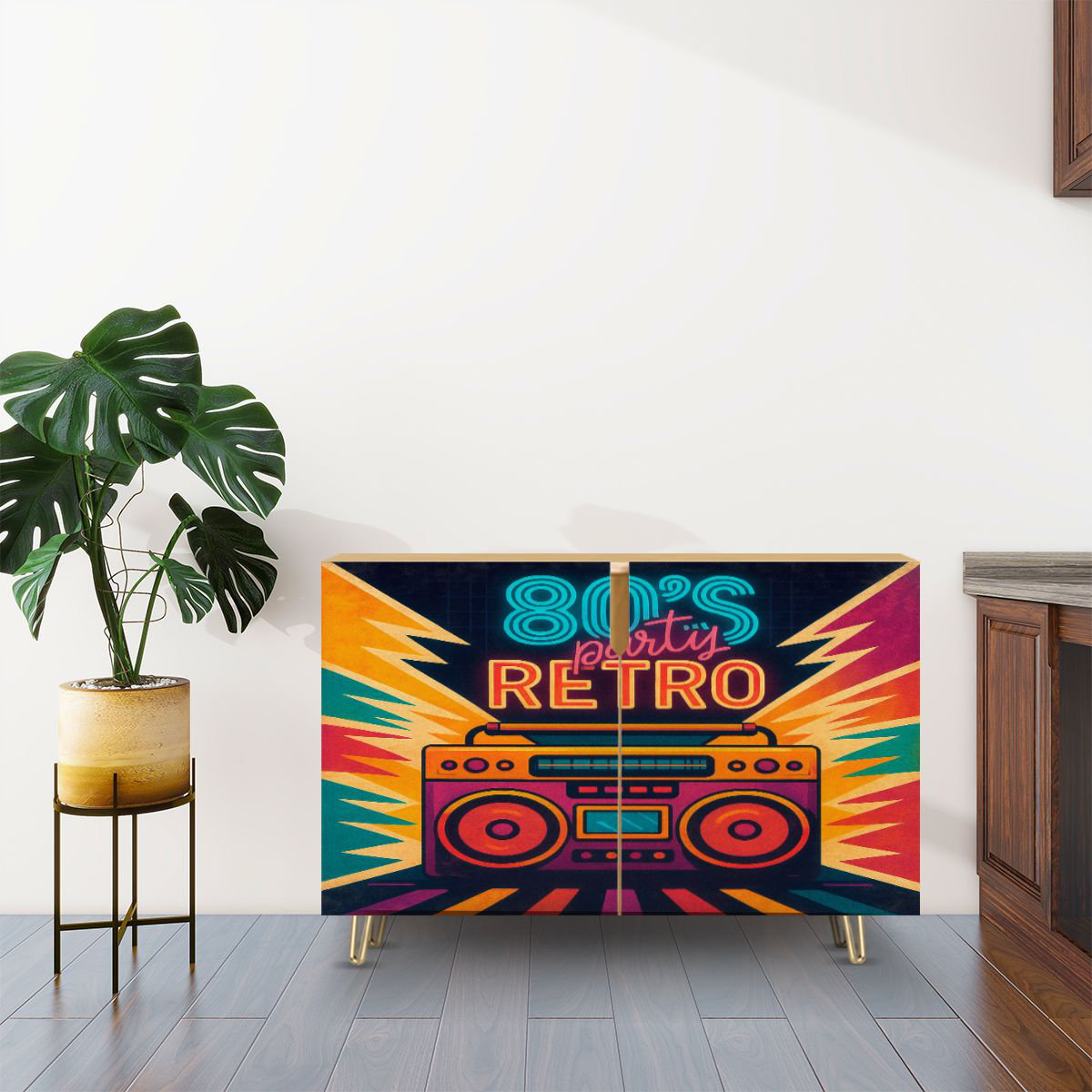 Dakota Fields Sideboard Buffet Cabinet with Storage 80s retro music ...