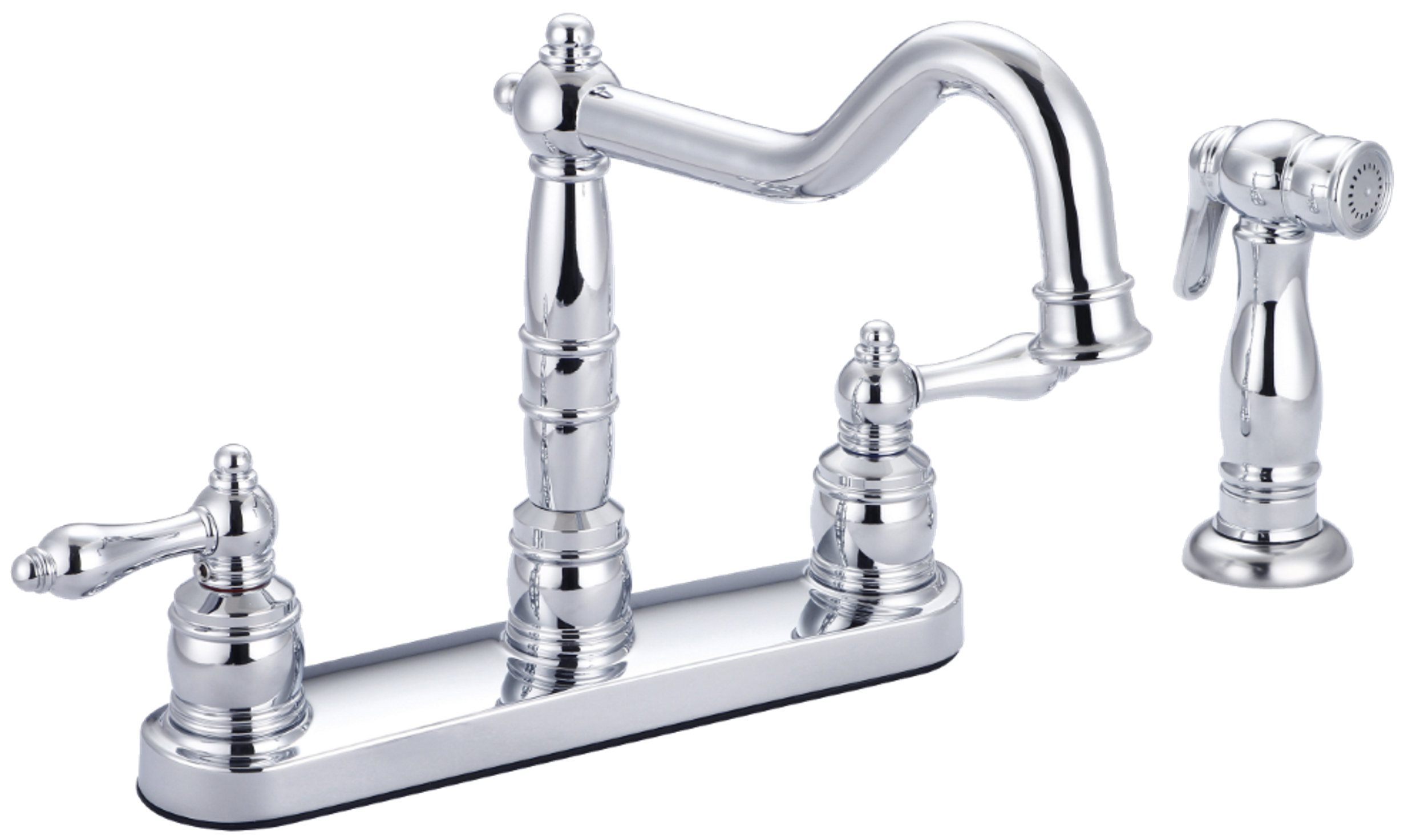Banner Faucets Castille Double Handle Kitchen Faucet with Side Spray ...