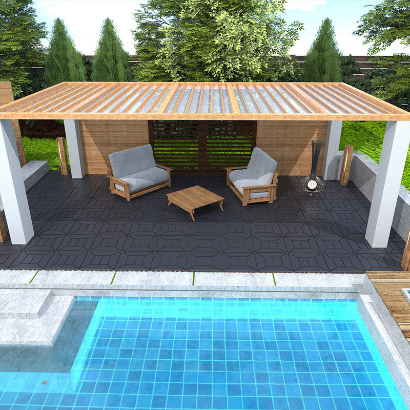 Polyfurniture New Style 12" Patio Deck Tiles, DIY Module Interlocking ...