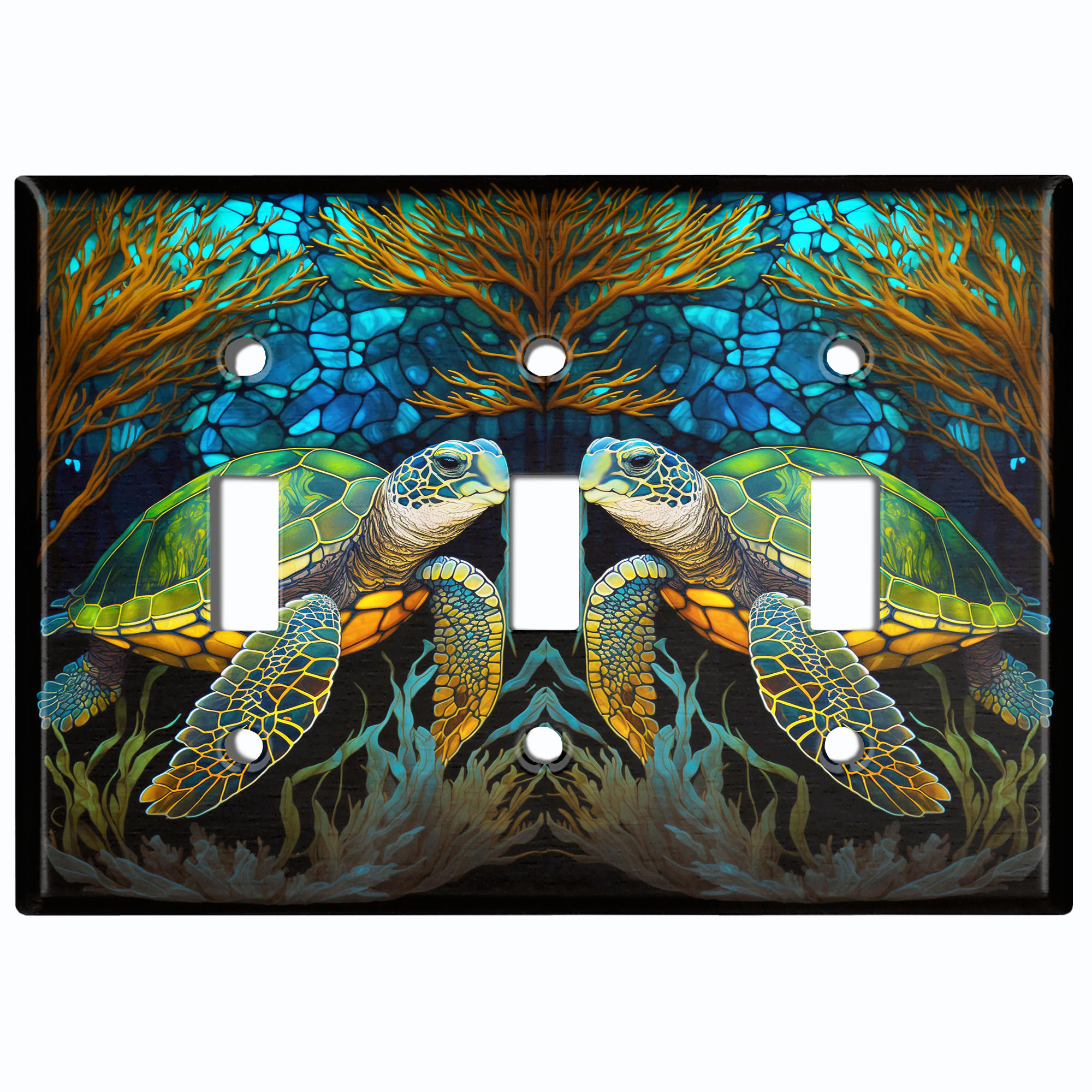 WorldAcc Cute Turtle Ocean 3-Gang Toggle Light Switch Wall Plate ...