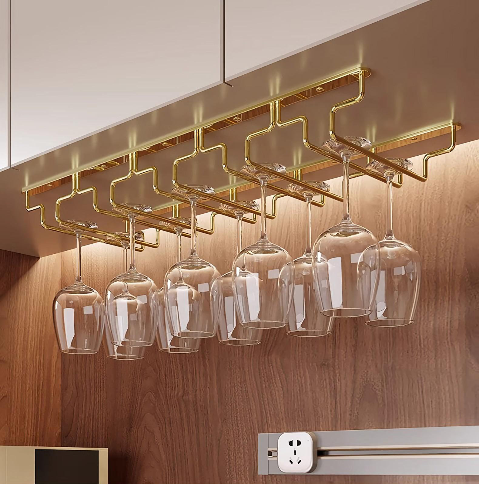 Mercer41 Elegant Stainless Steel Wine Glass Rack - Upside-Down Hanging ...