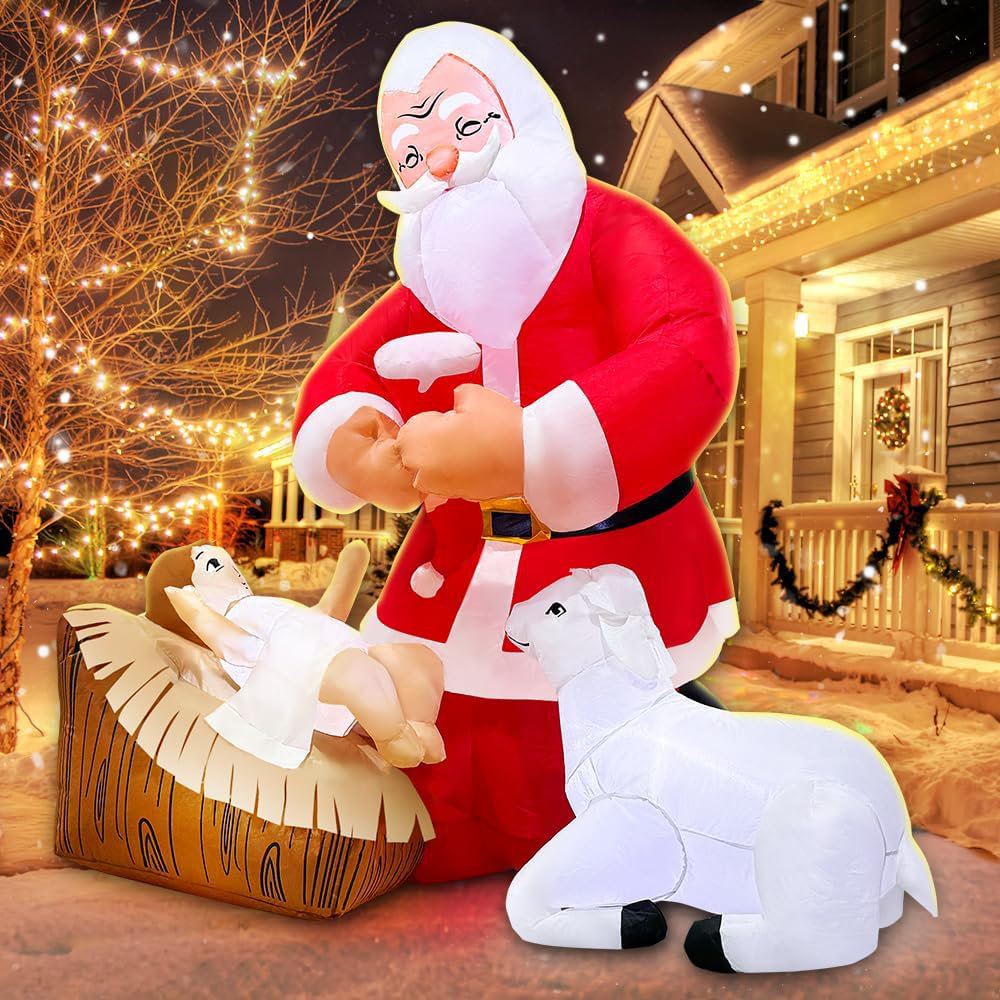 Darby Home Co 5FT Christmas Inflatable Nativity Jesus Stable Christmas ...