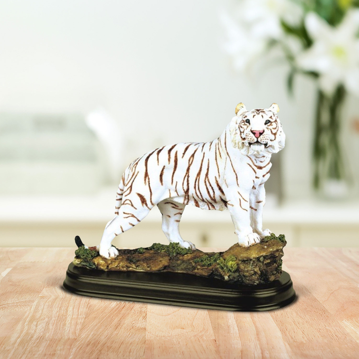 Trinx 6"H White Tiger Standing on Rock Wild Animal Figurine Unique ...