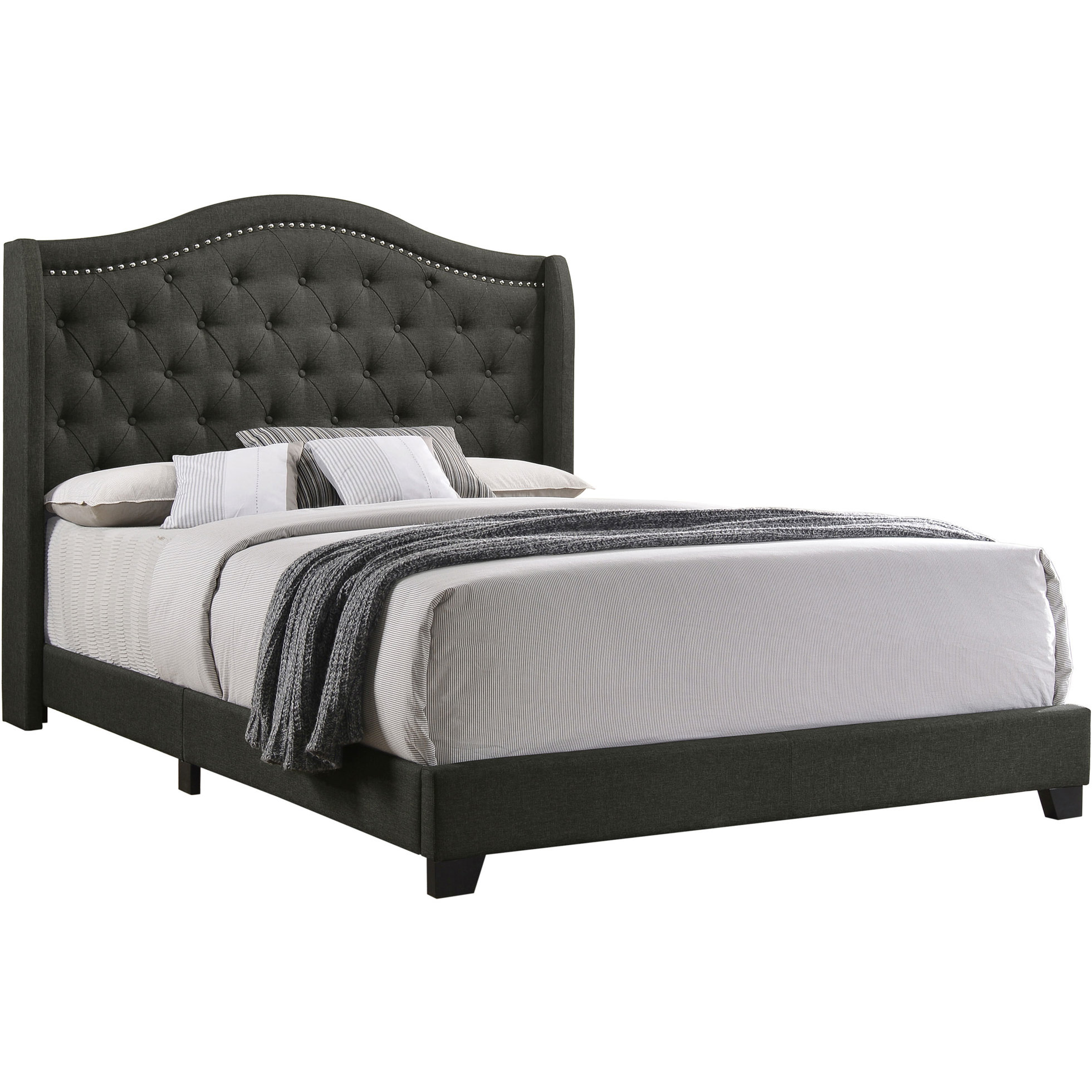 Lark Manor™ Copper Grey Wingback Bed For Queen, Softly Padded In ...