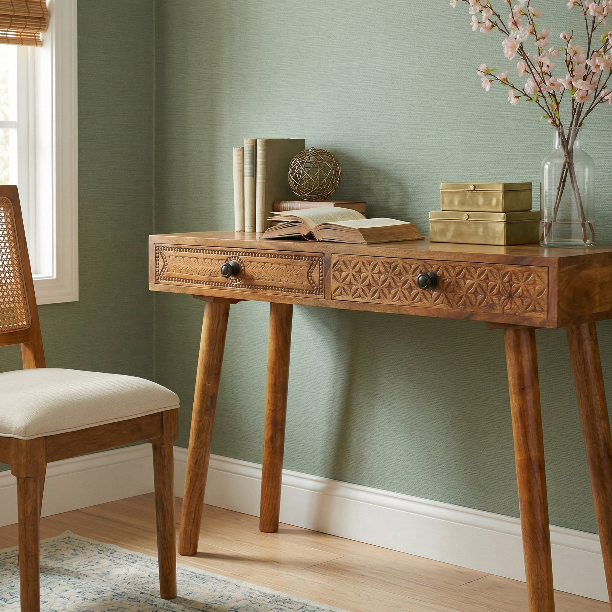 Alpen Home Hand Carved Acacia Wood Dressing and Console Table & Reviews ...