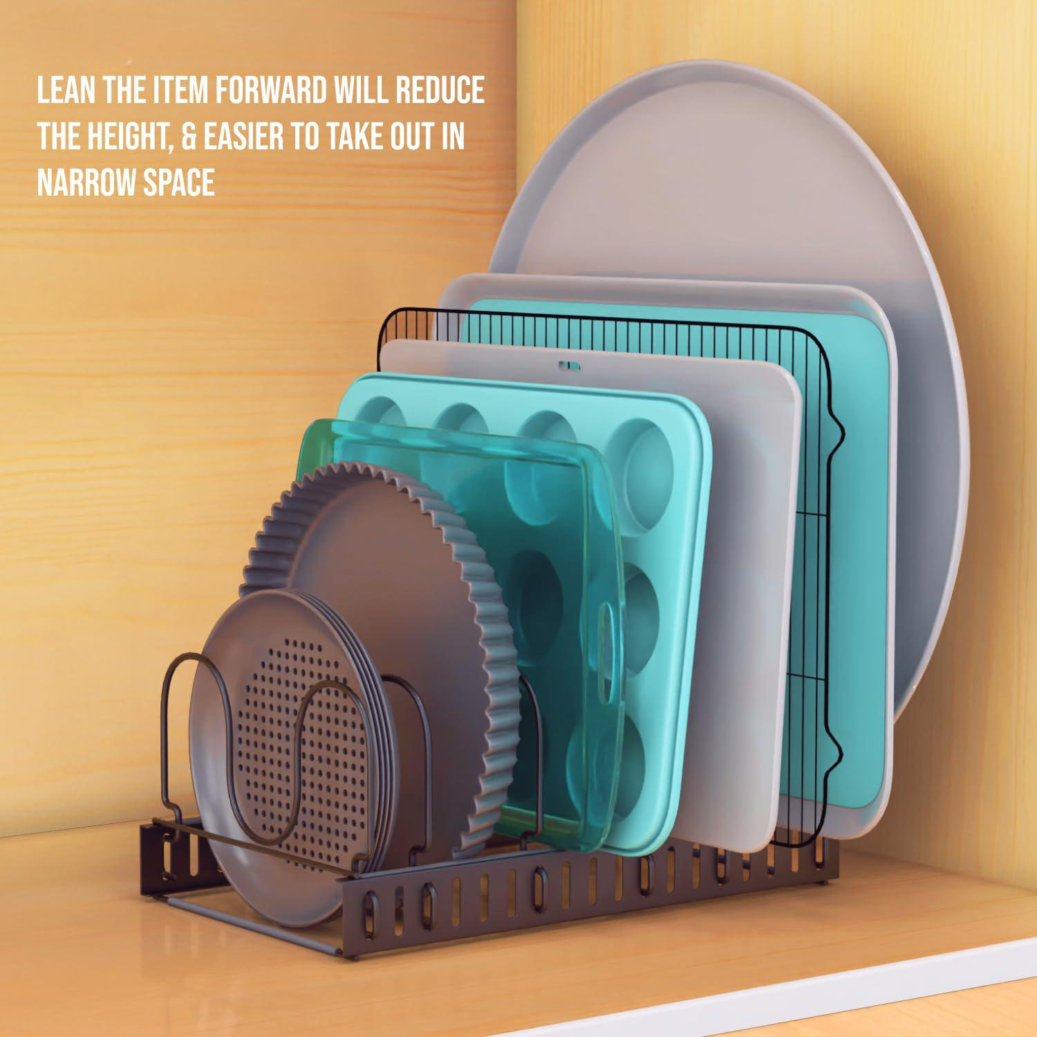 Prep & Savour Bakeware Pots And Pans Organizer Under Cabinet, 10 ...