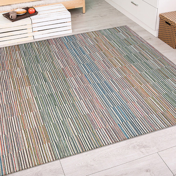 Highland Dunes Ellenton Striped Flatweave Multicolor Indoor Outdoor ...