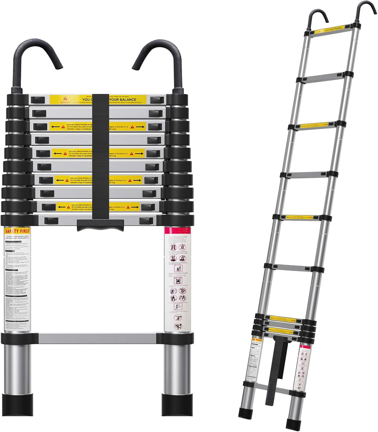 17 Stories 10.5Ft Telescoping Ladder Multi-Purpose Collapsible Ladder ...