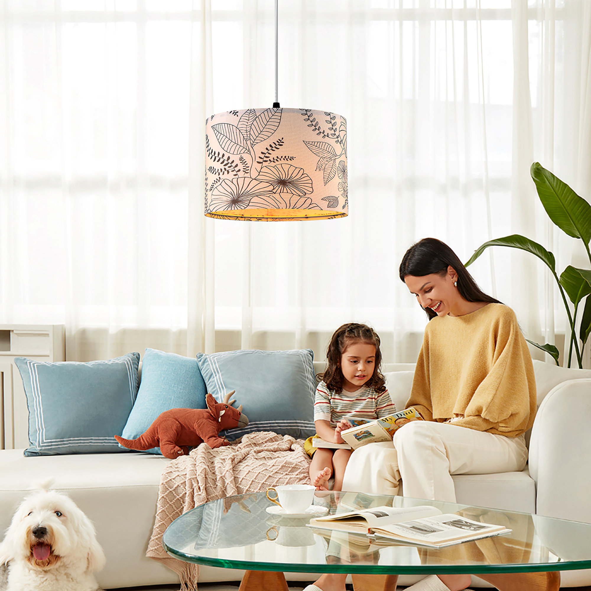 Winston Porter Kaleram 1 - Light Drum Pendant light with Free LED Bulb ...