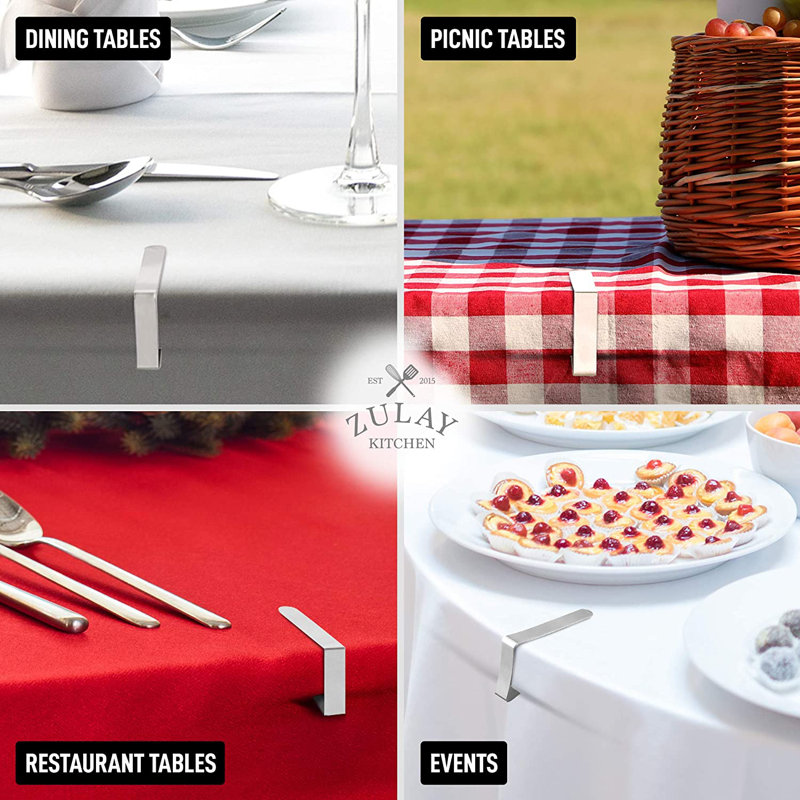 Zulay Kitchen 30 Pack Stainless Steel Tablecloth Clips and Cover Clamps ...