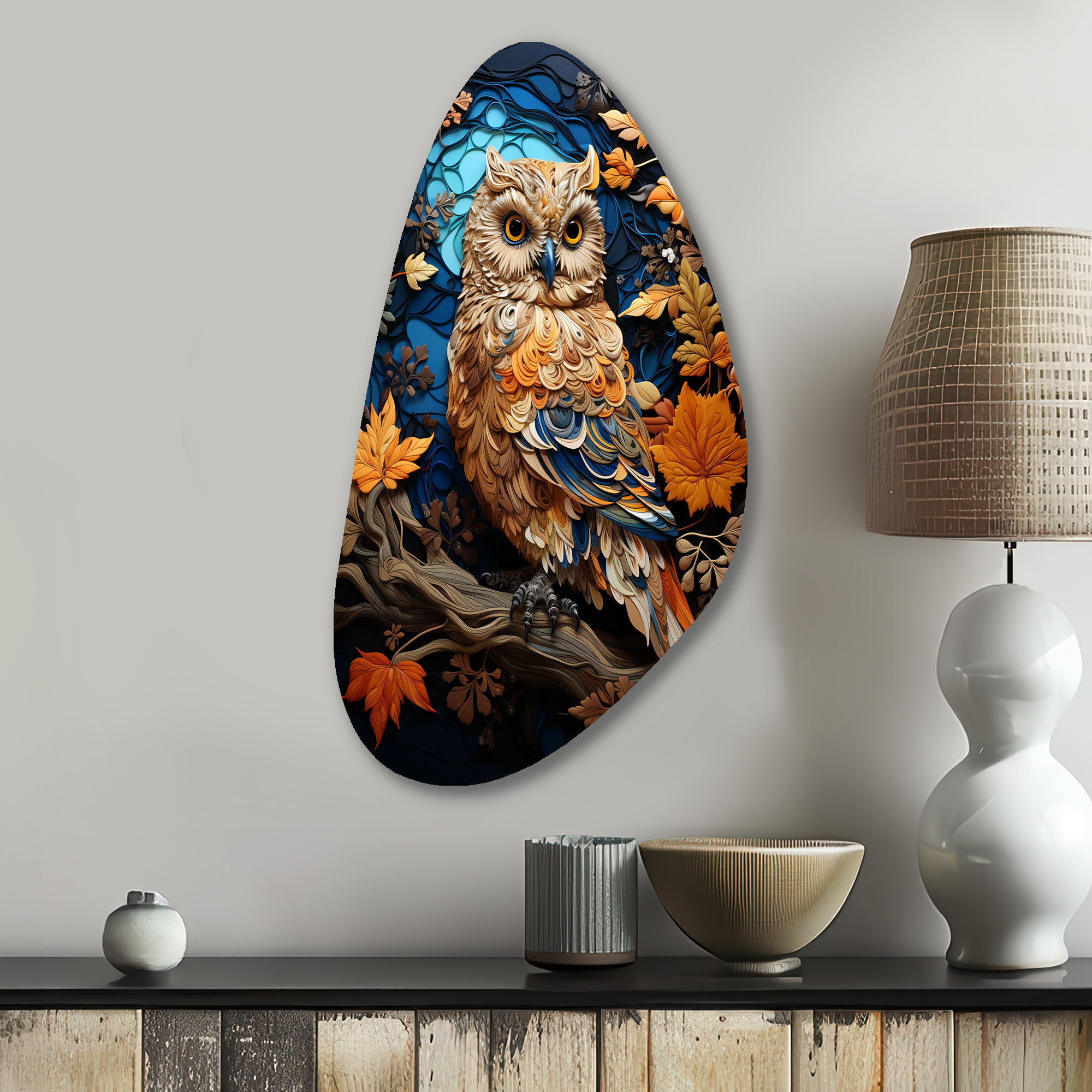 Millwood Pines Brown Owl Overture I - Owl Fall Shape Asymmetric Metal ...