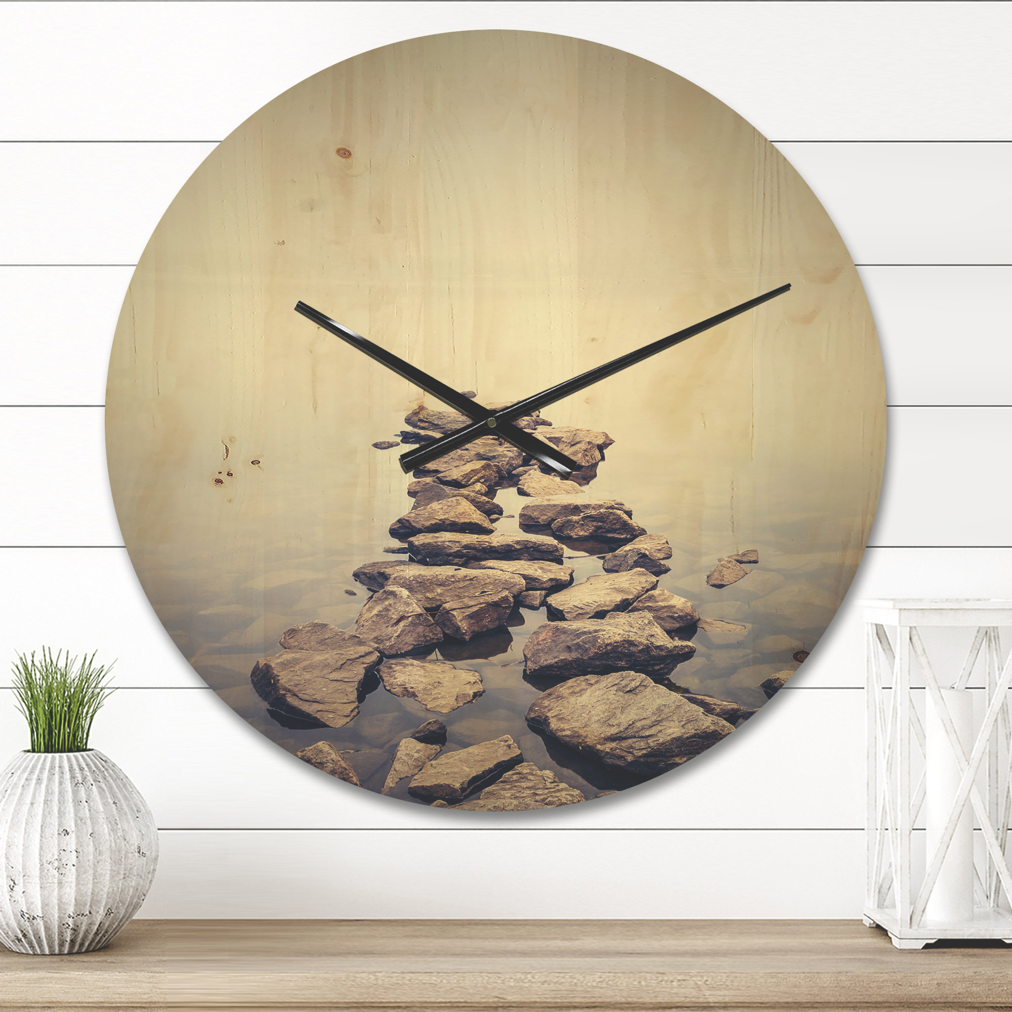 East Urban Home Ukraine Minimalist Misty Landscape Wall Clock - Wayfair ...