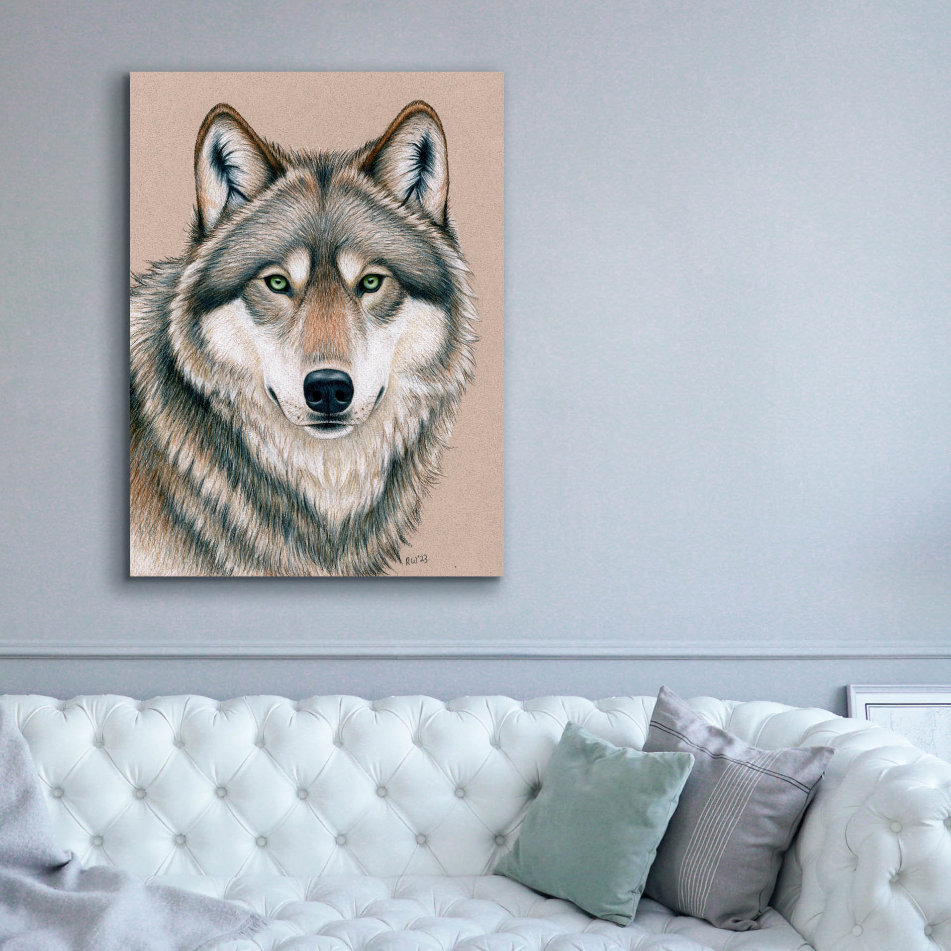 Epic Graffiti 'Wolf With Eyes Of Fierce Green Fire' by Rebecca Wang Art ...