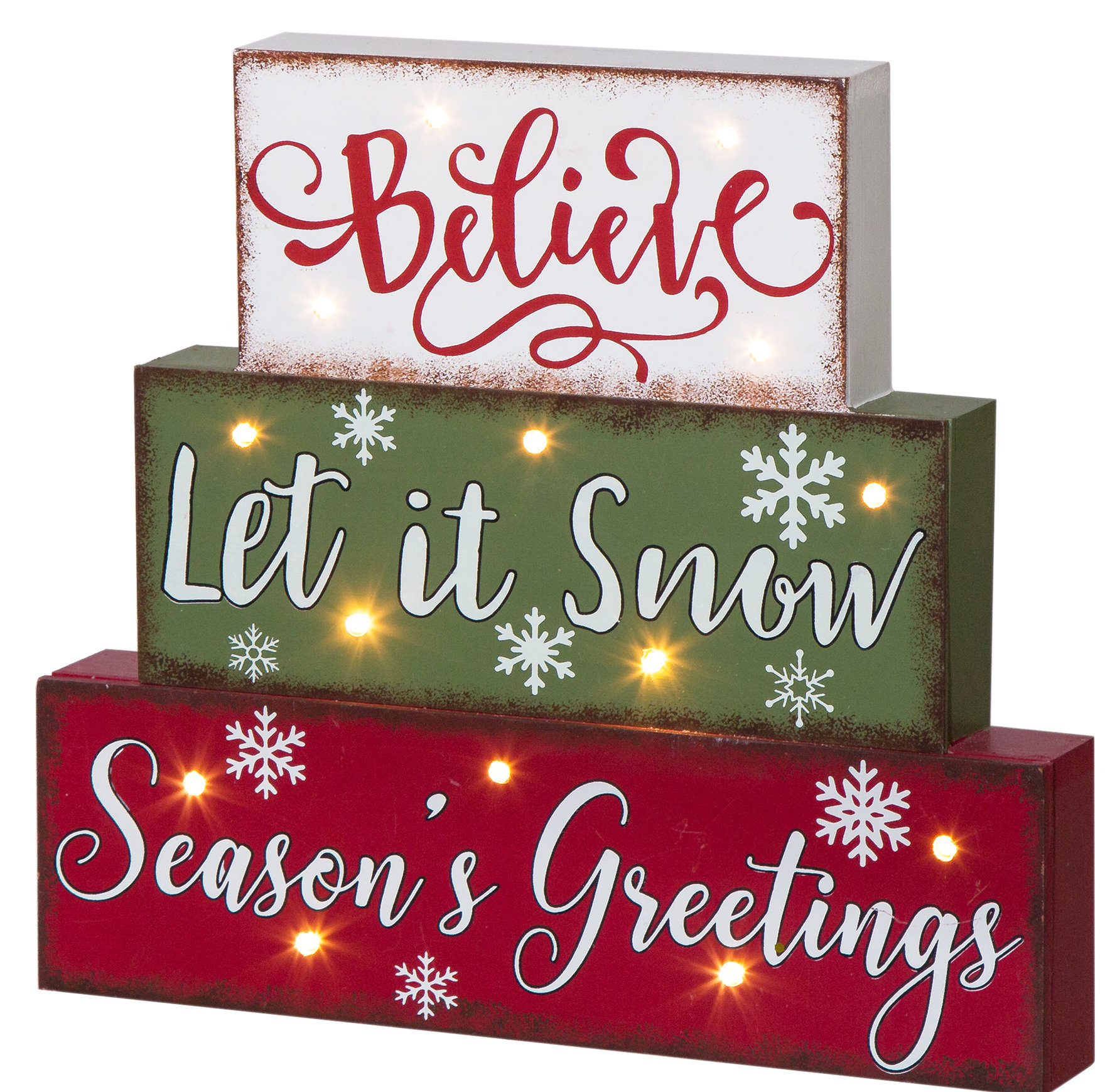 The Holiday Aisle® Christmas LED Lighted Block Word Sign & Reviews ...