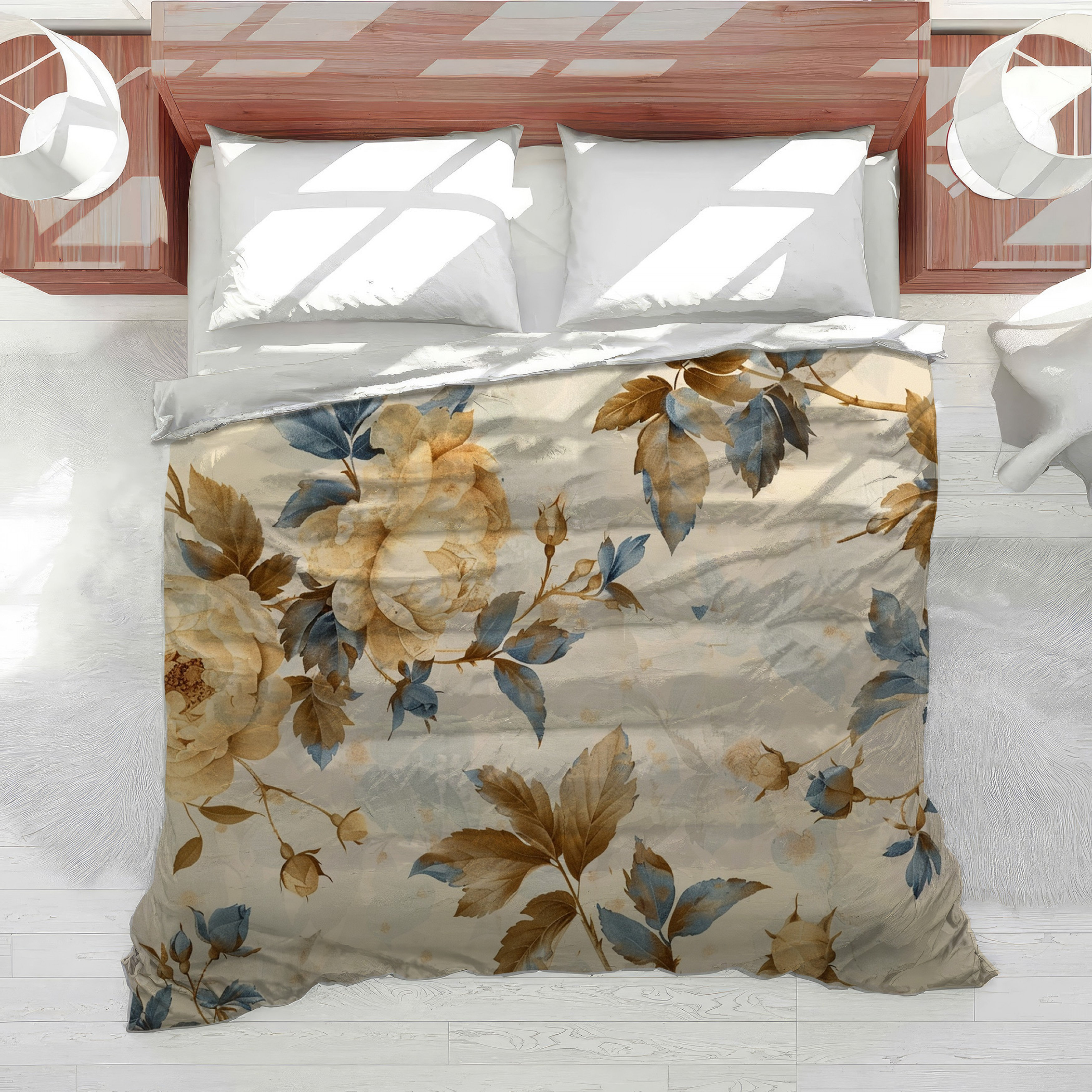 VisionDecor White Roses Bedding Botanical Comforter Dark Background ...